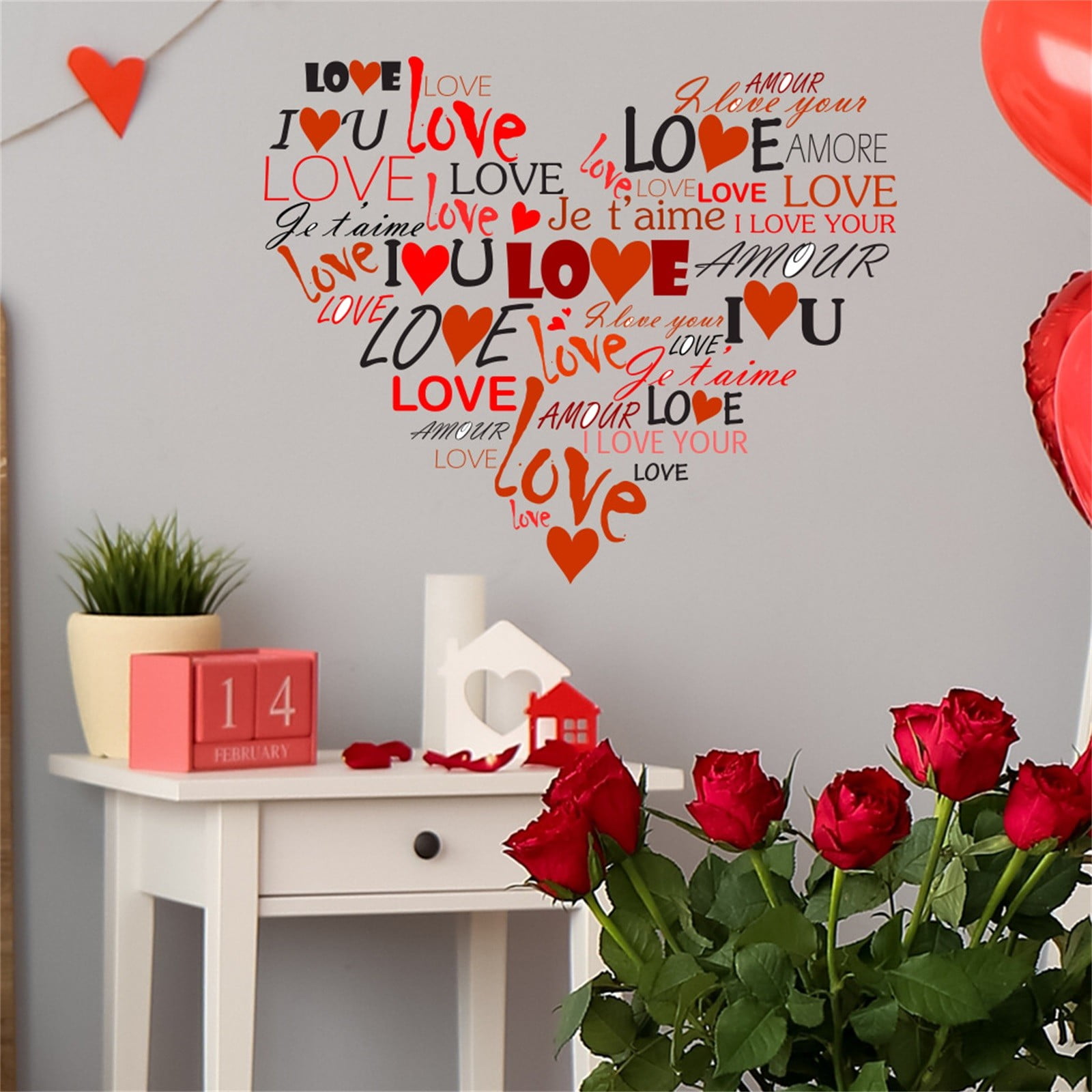 NookHiveI Love You Red Rose Valentine's Day Stickers, Romantic Wall ...