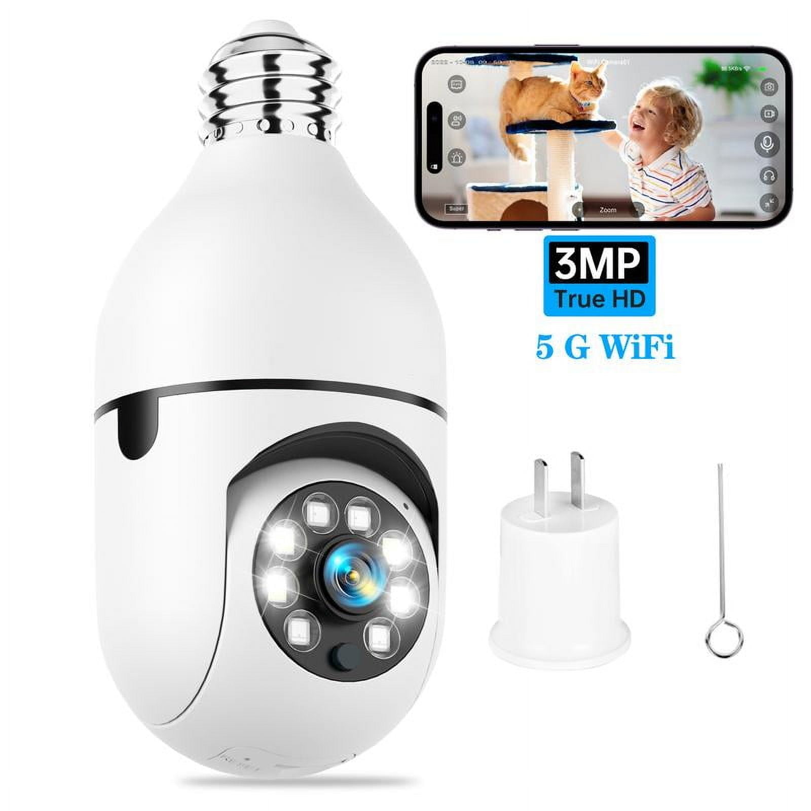 Noonkey 2K/3MP Light Bulb Security Camera - 5G&2.4GHz WiFi, E27, 360 ...