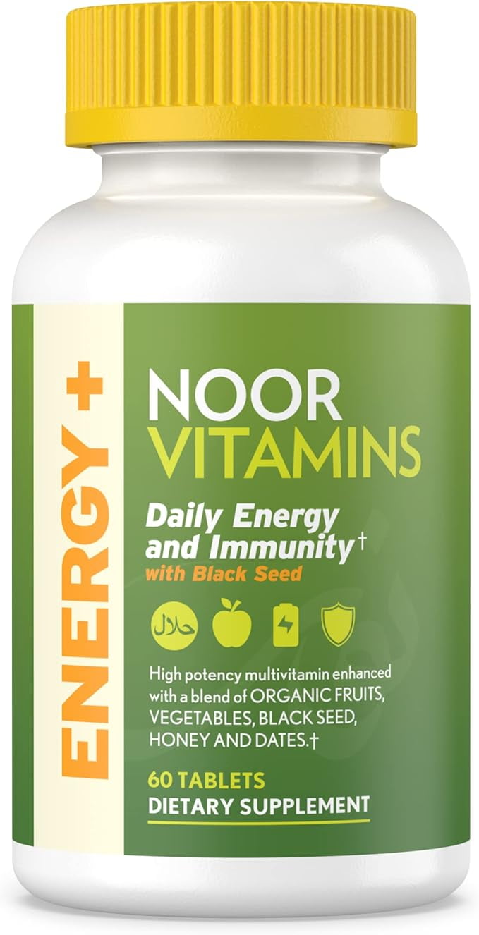 Noor Vitamins Energy+ Multivitamin; Halal Vitamin for Energy Production ...