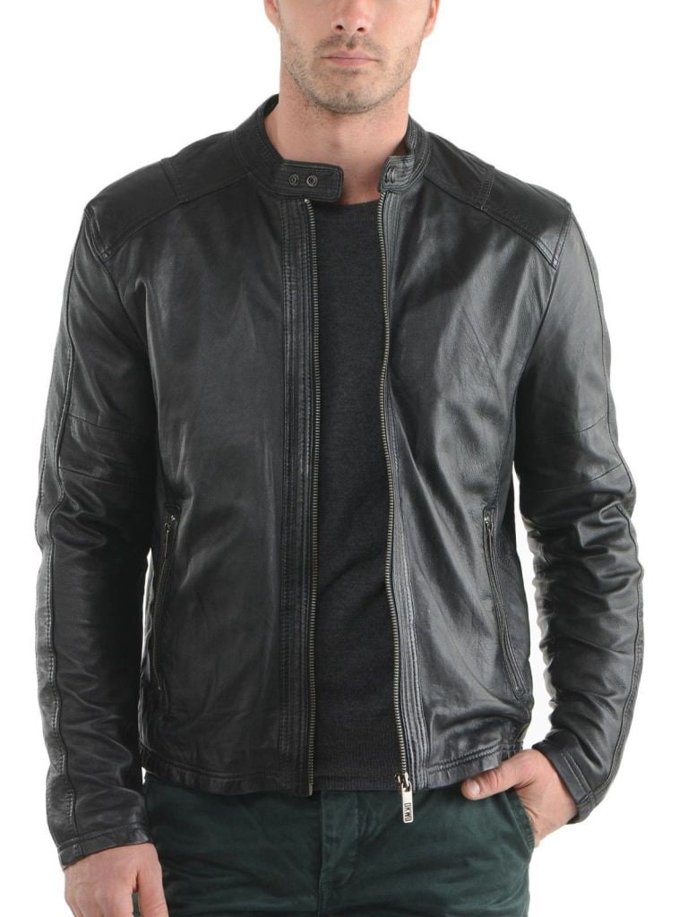 Noora New Mens Black Lambskin Leather Biker Rider Jacket With Branded ...