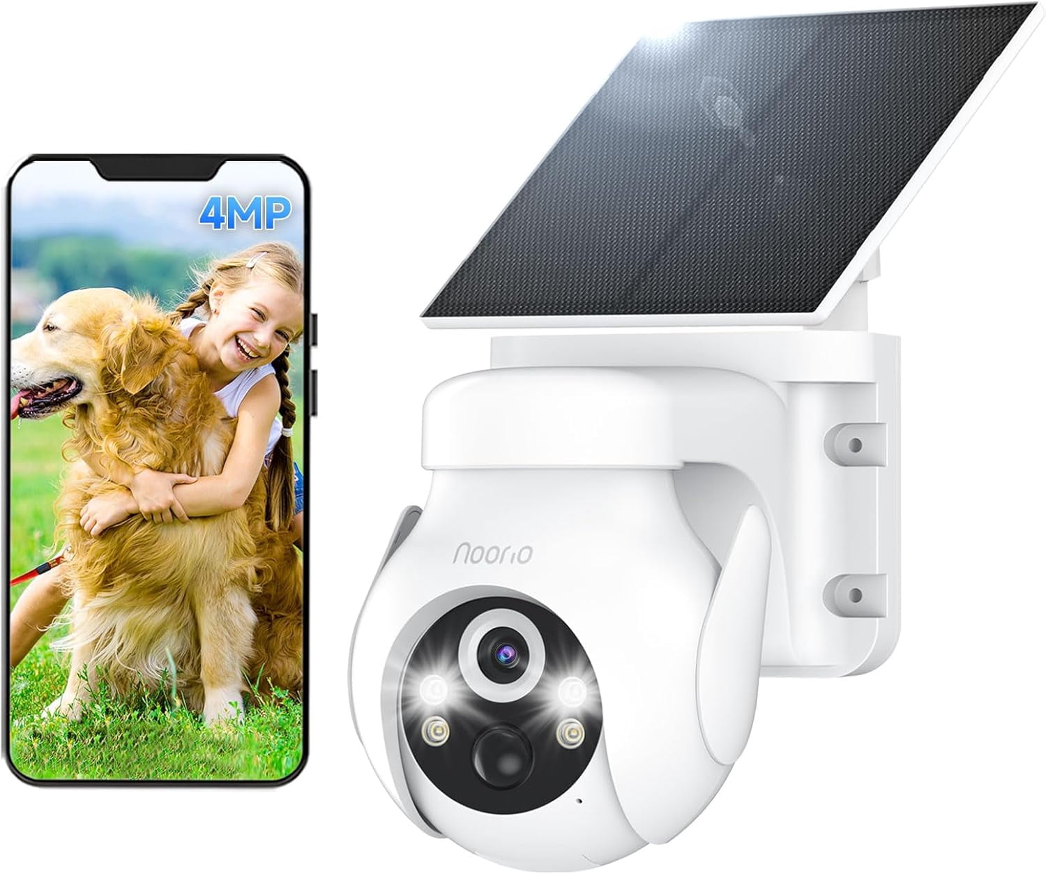 Noorio Solar Security Camera Wireless Outdoor System, 2K/4MP Battery ...