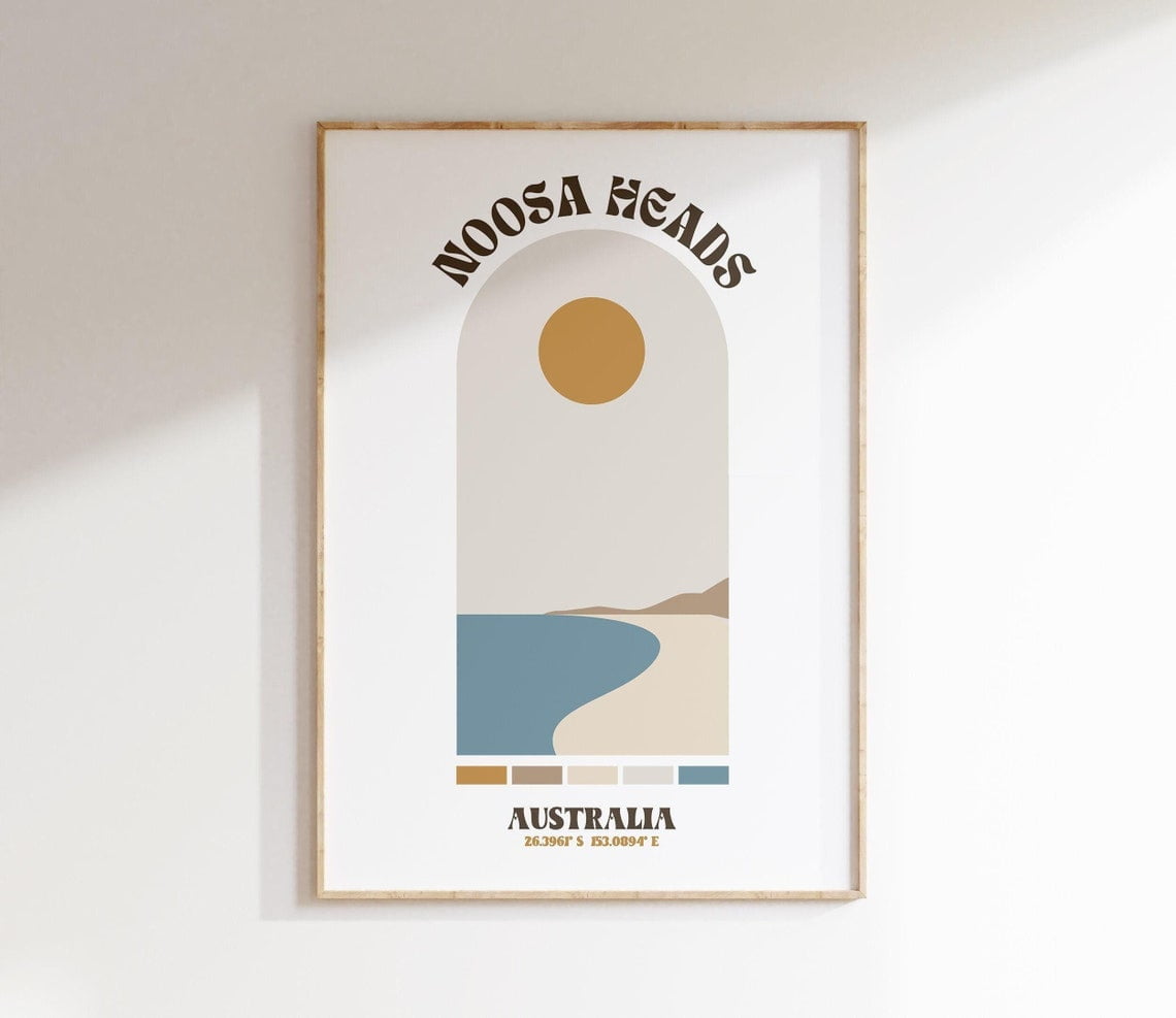 Noosa Print Queensland Poster Beach Wall Art Australia Travel Poster ...