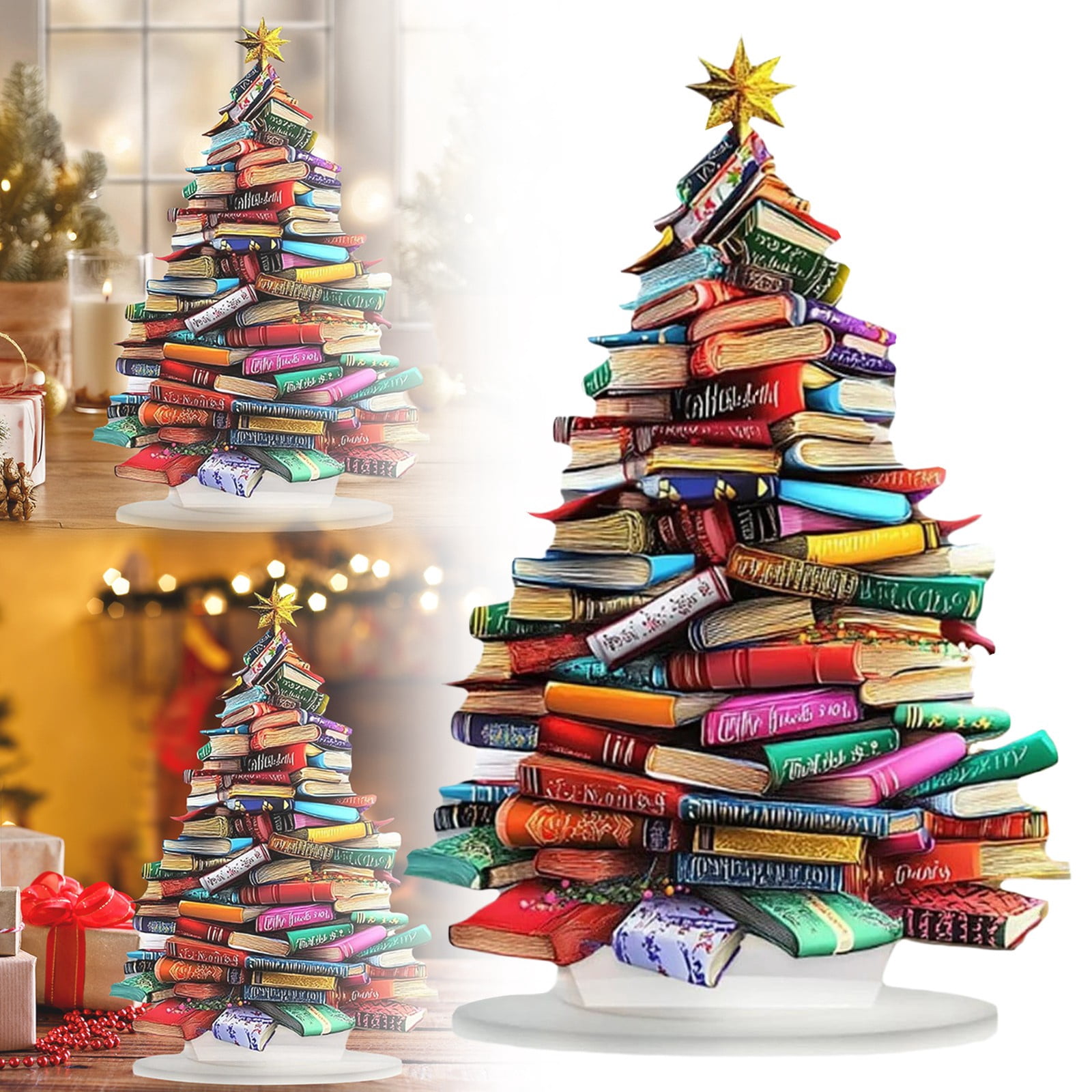 Noothes 10 inch Literary Acrylic Christmas Tree - Book Stack Tabletop ...