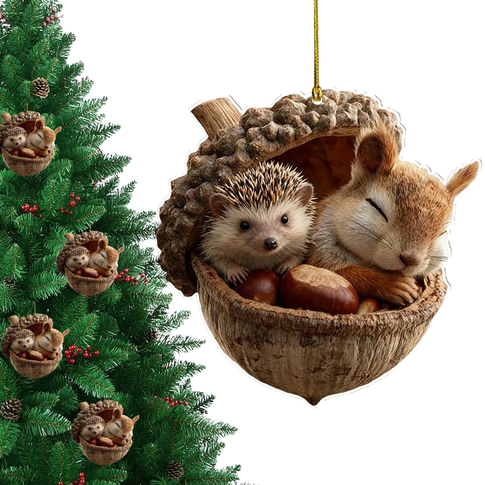 Noothes Acrylic Animal Nut Christmas Ornaments, 2D Animal Shaped Tree ...