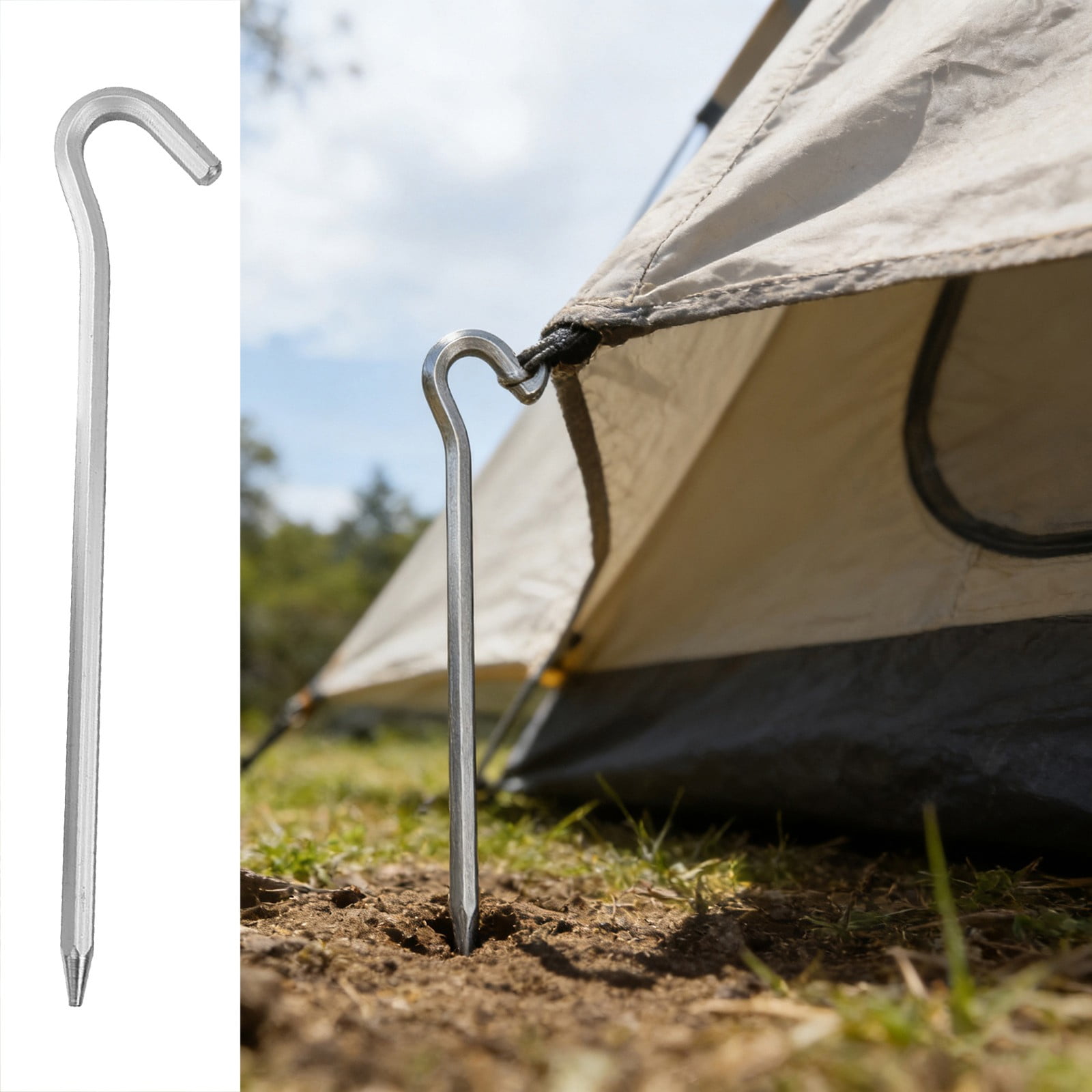 Noothes Aluminum Hexagon Tent Stakes 7 Inch Heavy Duty Rod Nails for ...