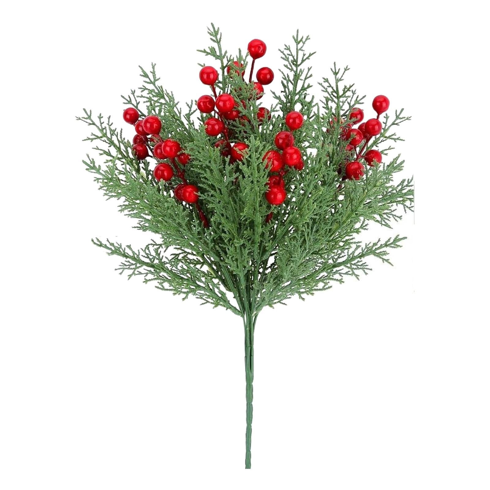 Noothes Artificial Christmas Flowers with Red Berry Stems, Festive ...