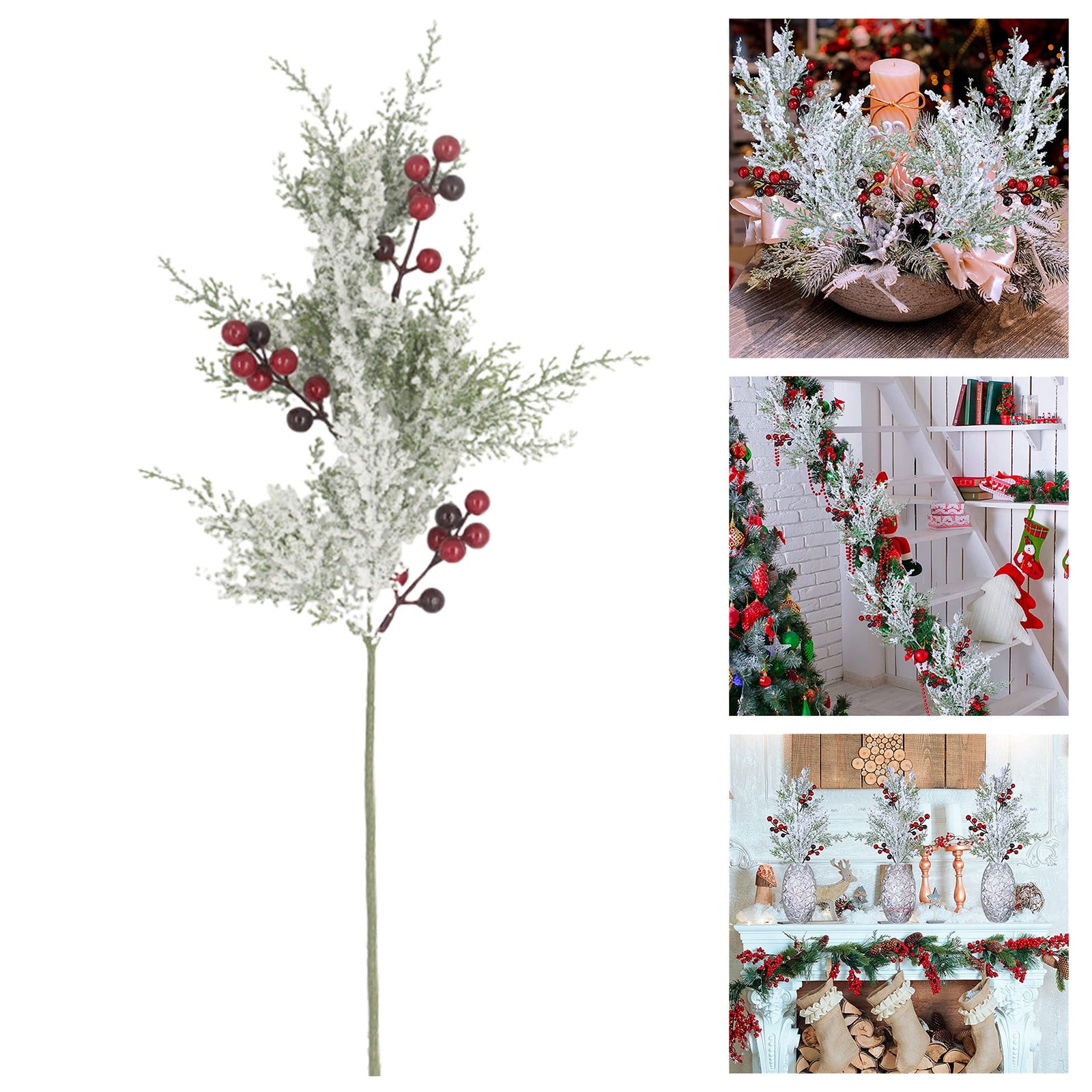 Noothes Artificial Greenery Garland Bundles with Red Berries and ...