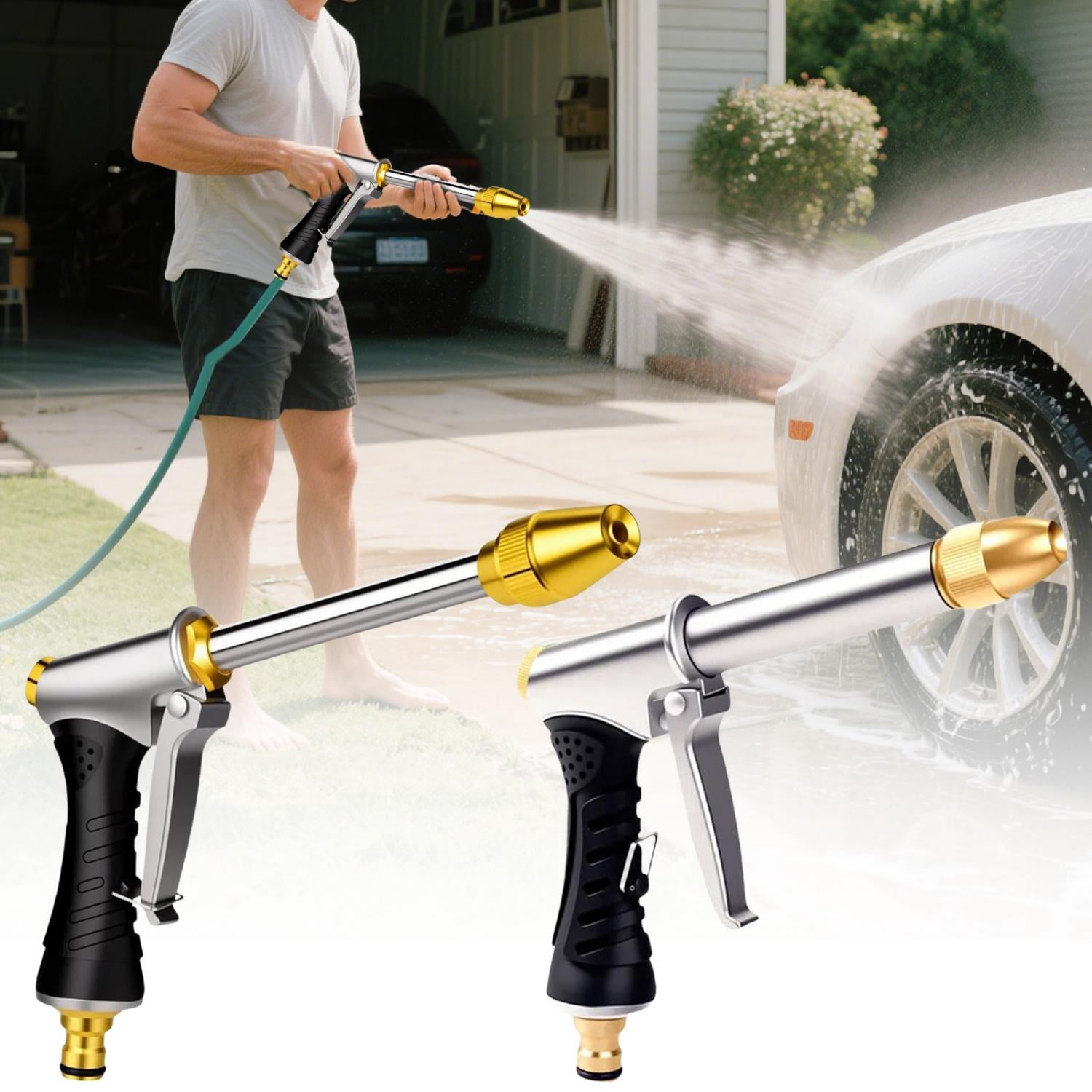 Noothes Garden Hose Nozzle High Pressure Water Gun Metal Adjustable ...