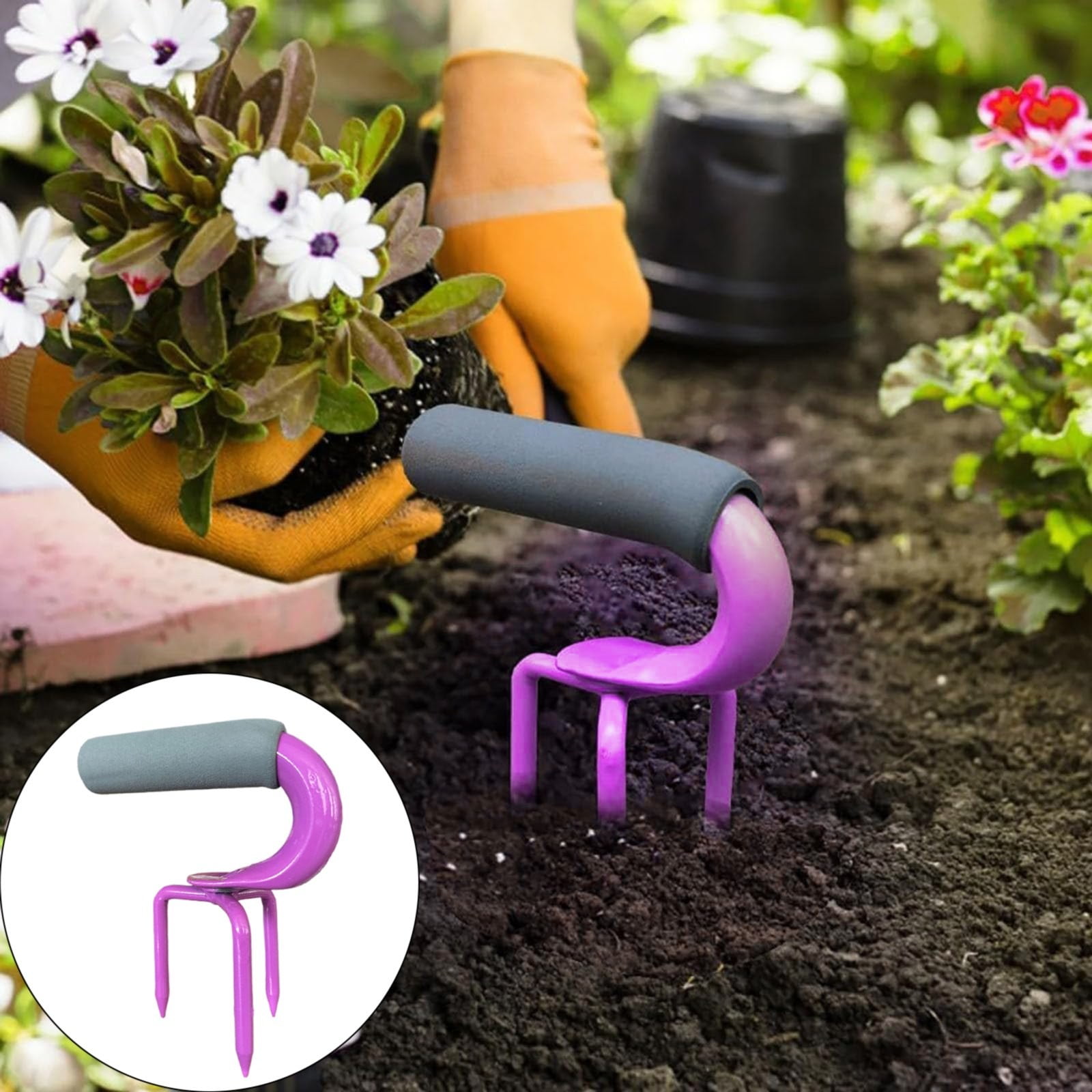 Noothes Hand-Held Soil Loosener, 3-Claw Garden Tiller Cultivator for ...