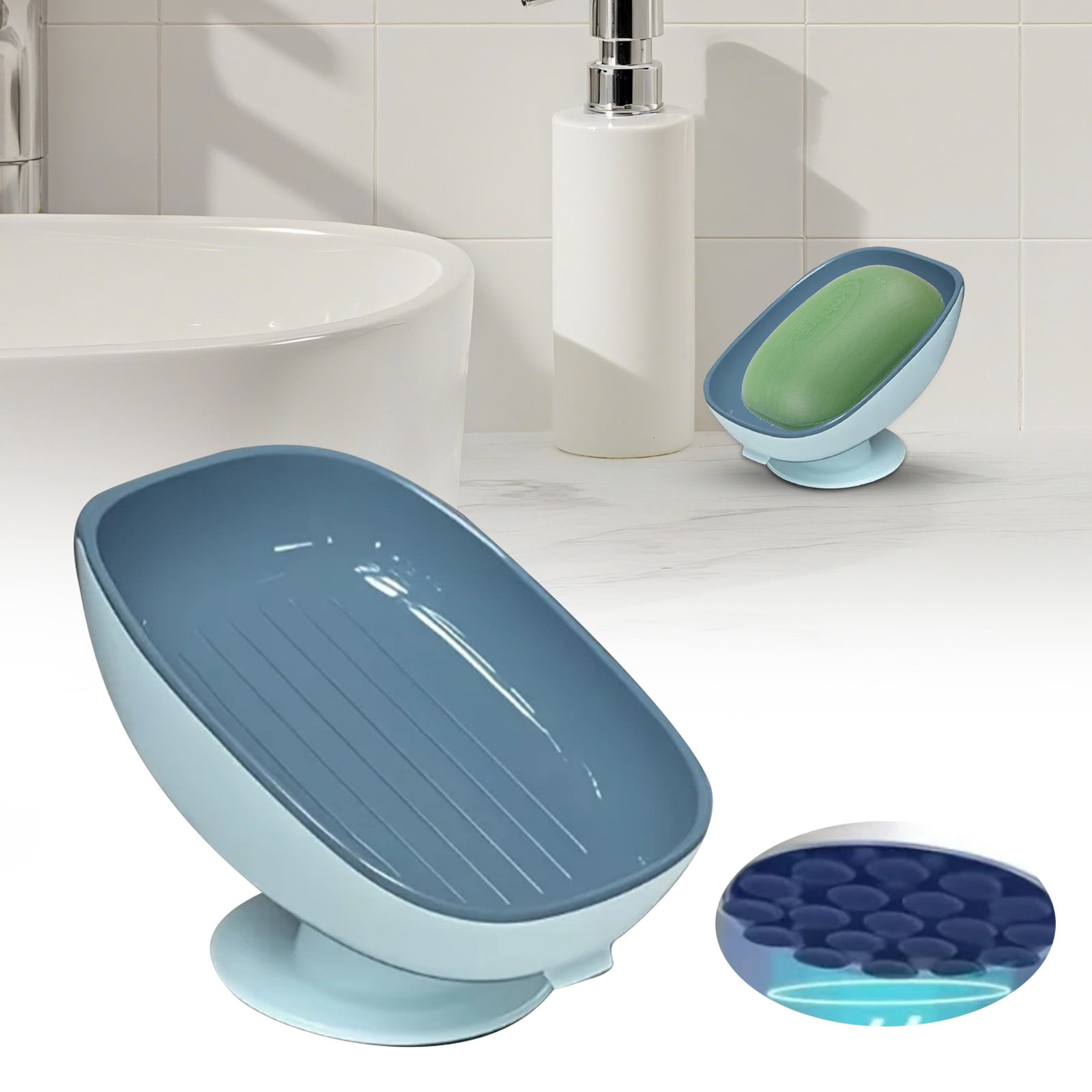 Noothes Soap Dish with Suction Cup Self Draining Leak Proof Soap Holder ...