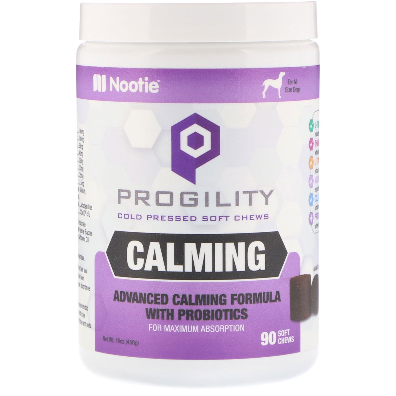 Nootie Progility Calming Aid Soft Chews Supplement for Dogs, 90-count ...