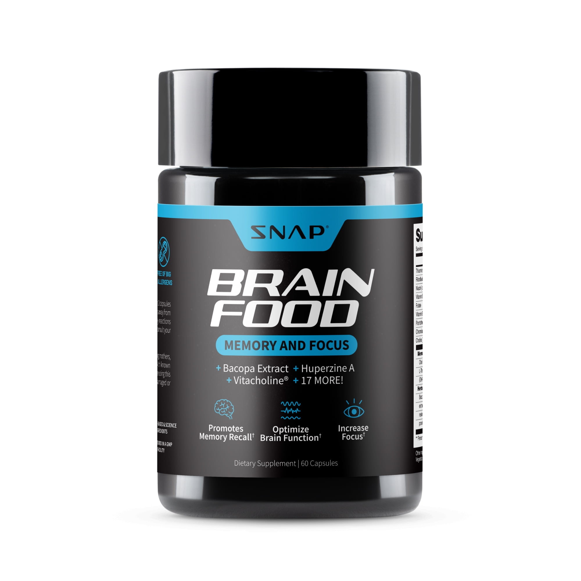 Snap Supplements Nootropics Brain Booster, Memory and Focus Improvement Pills, Supports Mind ...