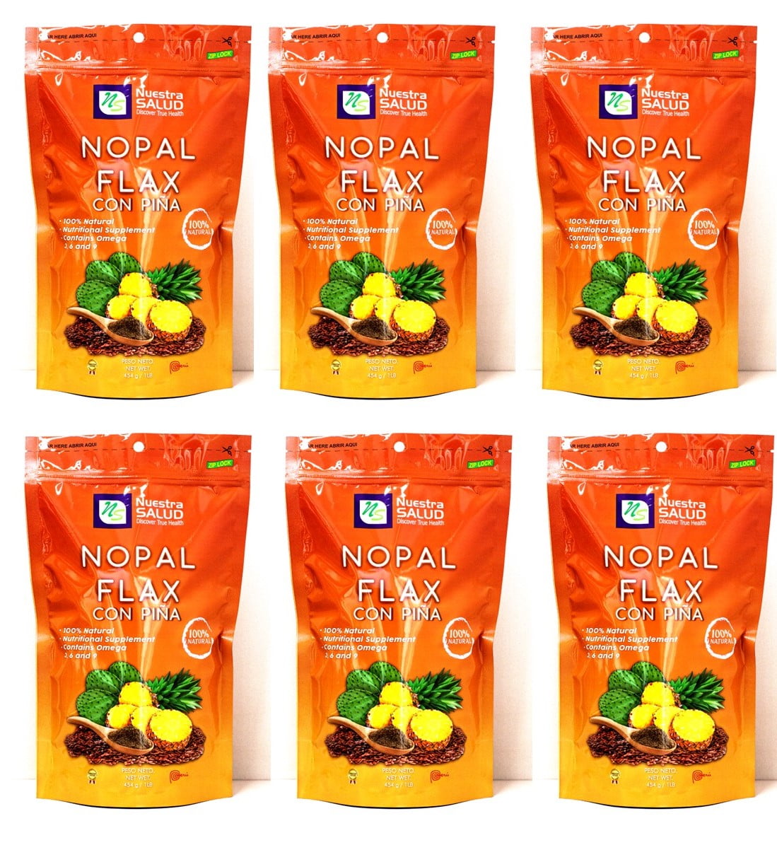 Nopal Flax Pineapple Linaza Plus, Dietary Supplement Powder, Flaxseed ...