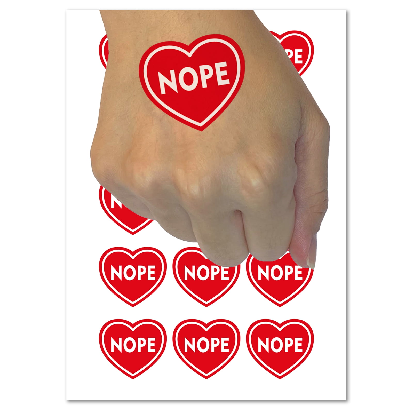 Nope Antisocial Heart Water Resistant Temporary Tattoo Set Fake Body Art Collection - 15 2 ...