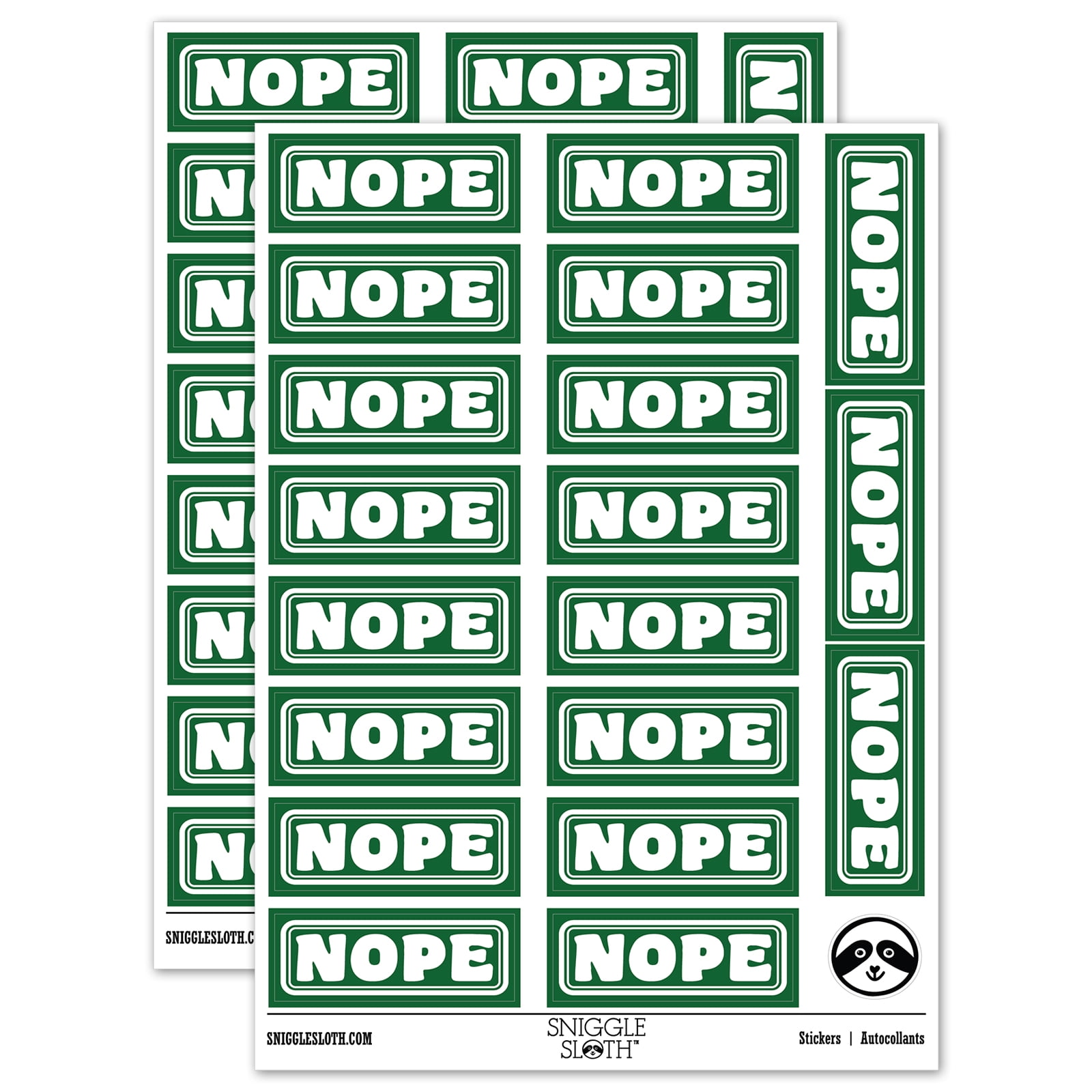 Nope Bold Border School Teacher Sticker Set - Dark Green - Matte Finish ...