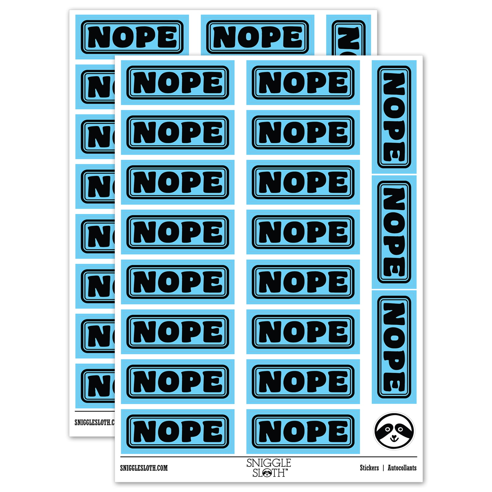 Nope Bold Border School Teacher Sticker Set - Light Blue - Matte Finish ...