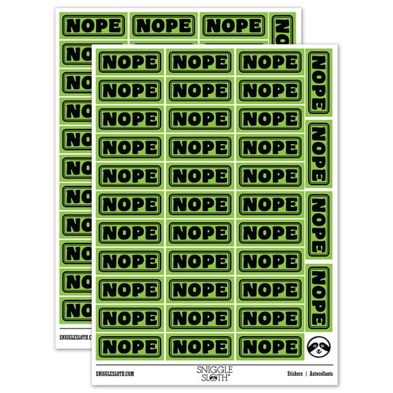 Nope Bold Border School Teacher Sticker Set - Light Green - Gloss ...