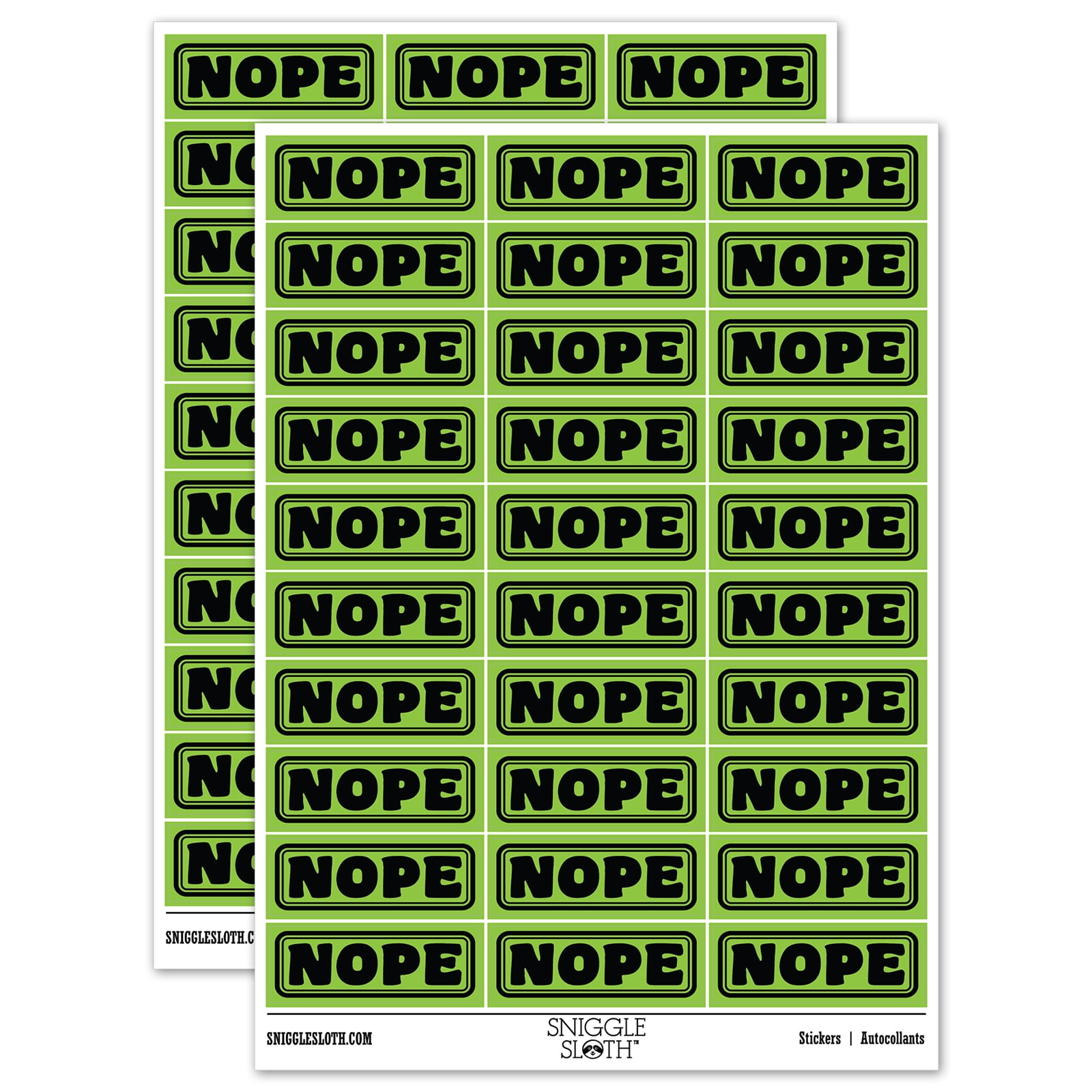 Nope Bold Border School Teacher Sticker Set - Light Green - Matte ...