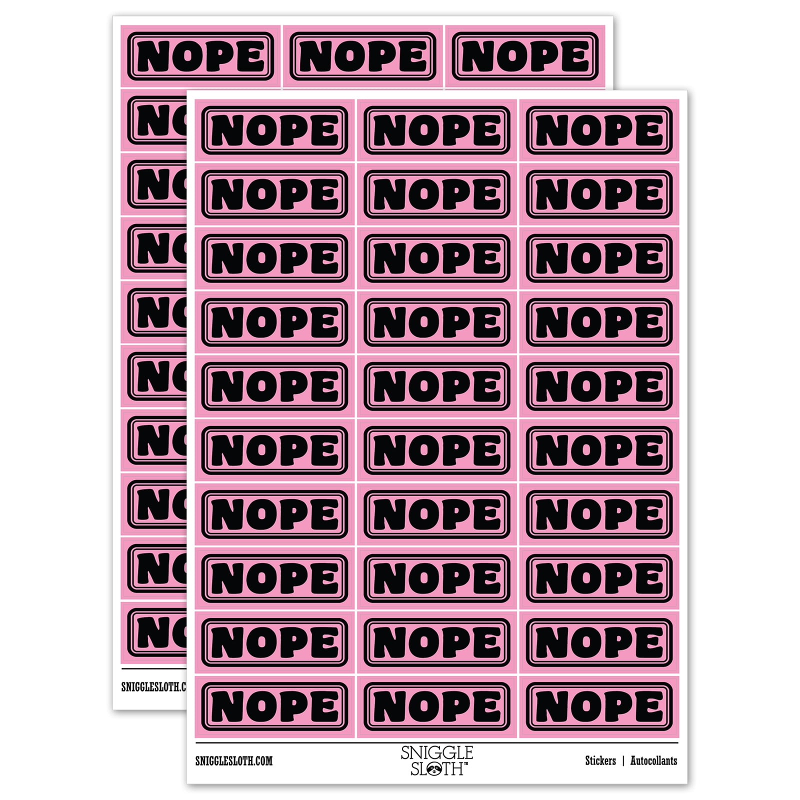 Nope Bold Border School Teacher Sticker Set - Light Pink - Gloss Finish ...