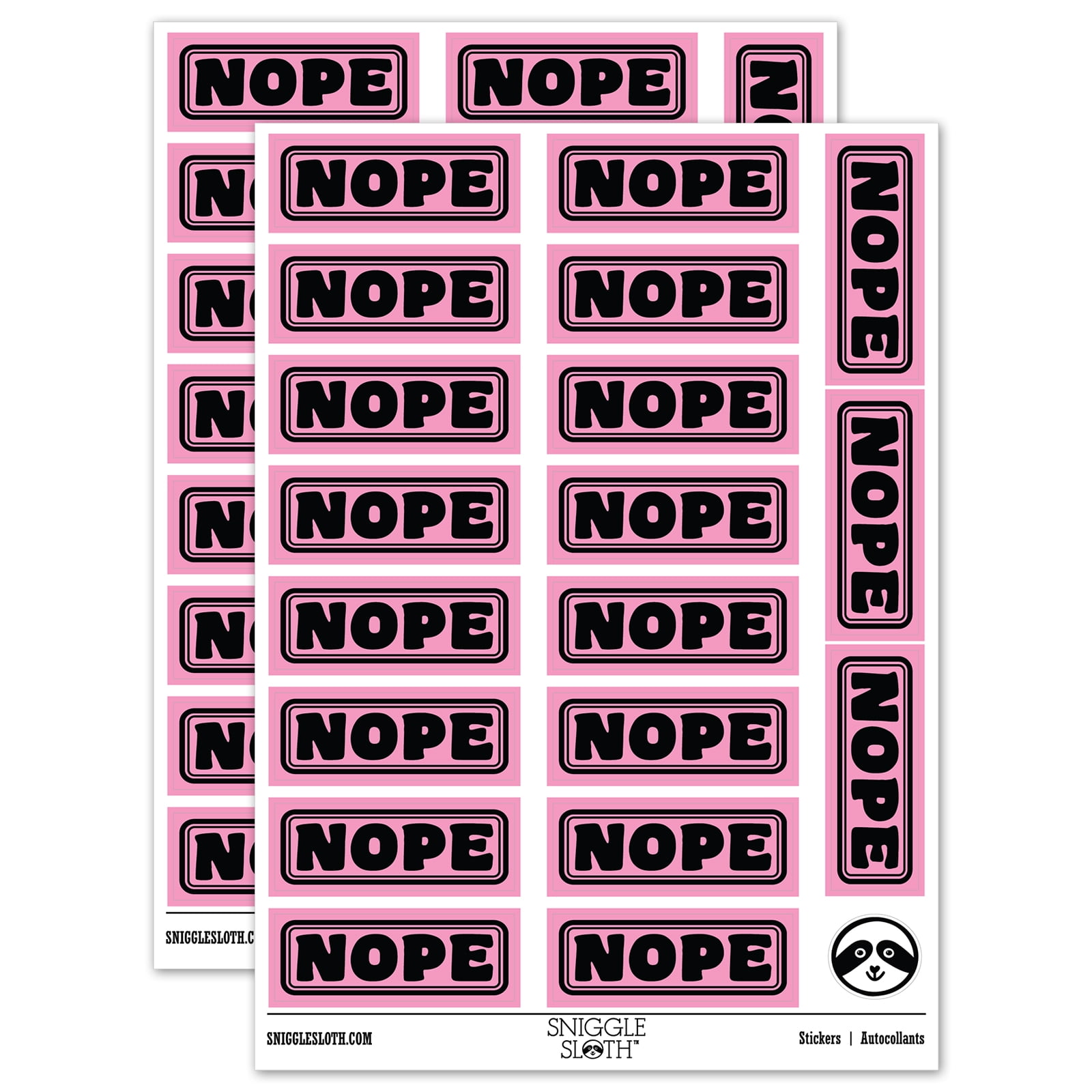 Nope Bold Border School Teacher Sticker Set - Light Pink - Matte Finish ...