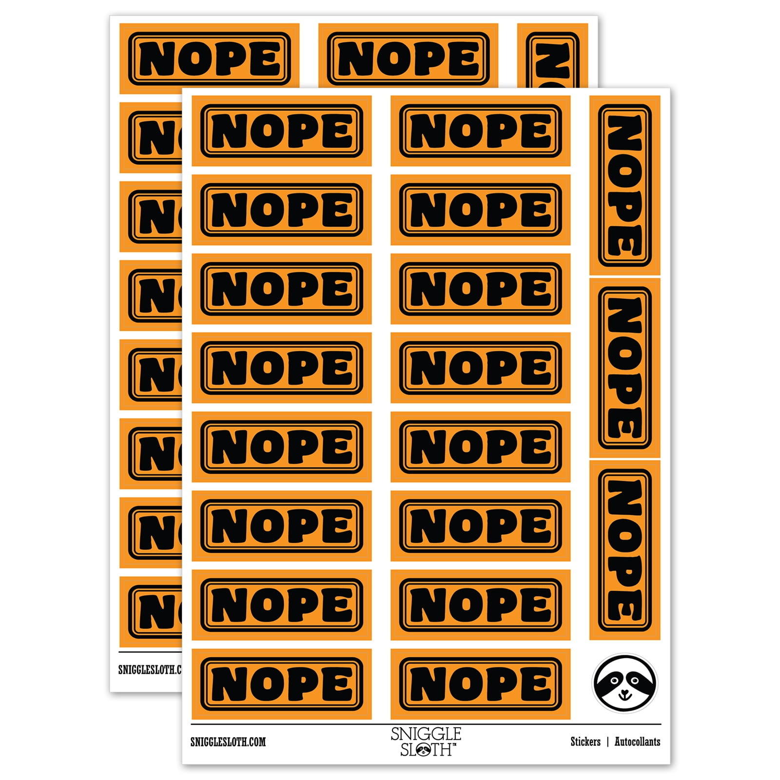 Nope Bold Border School Teacher Sticker Set - Orange - Matte Finish - 2 ...