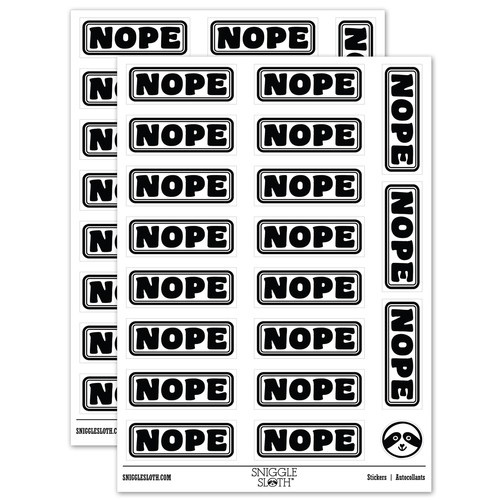 Nope Bold Border School Teacher Sticker Set - White - Gloss Finish - 2. ...