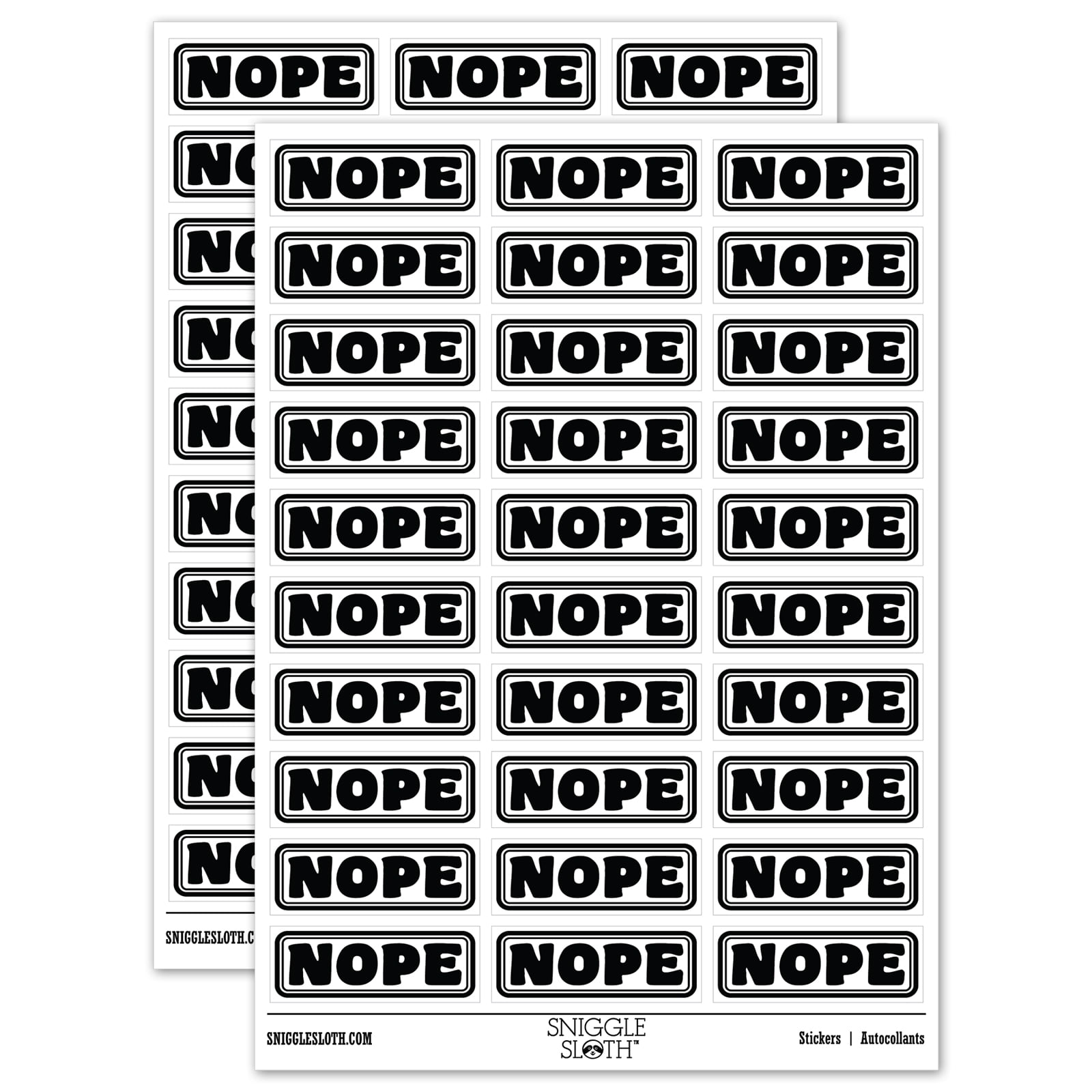 Nope Bold Border School Teacher Sticker Set - White - Matte Finish - 1. ...