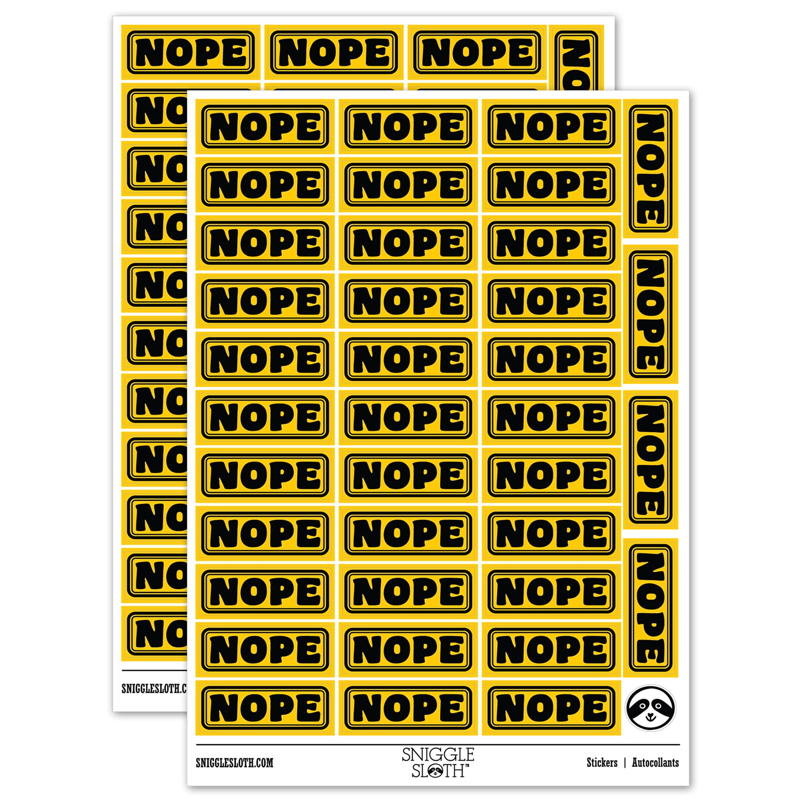 Nope Bold Border School Teacher Sticker Set - Yellow - Gloss Finish - 1 ...