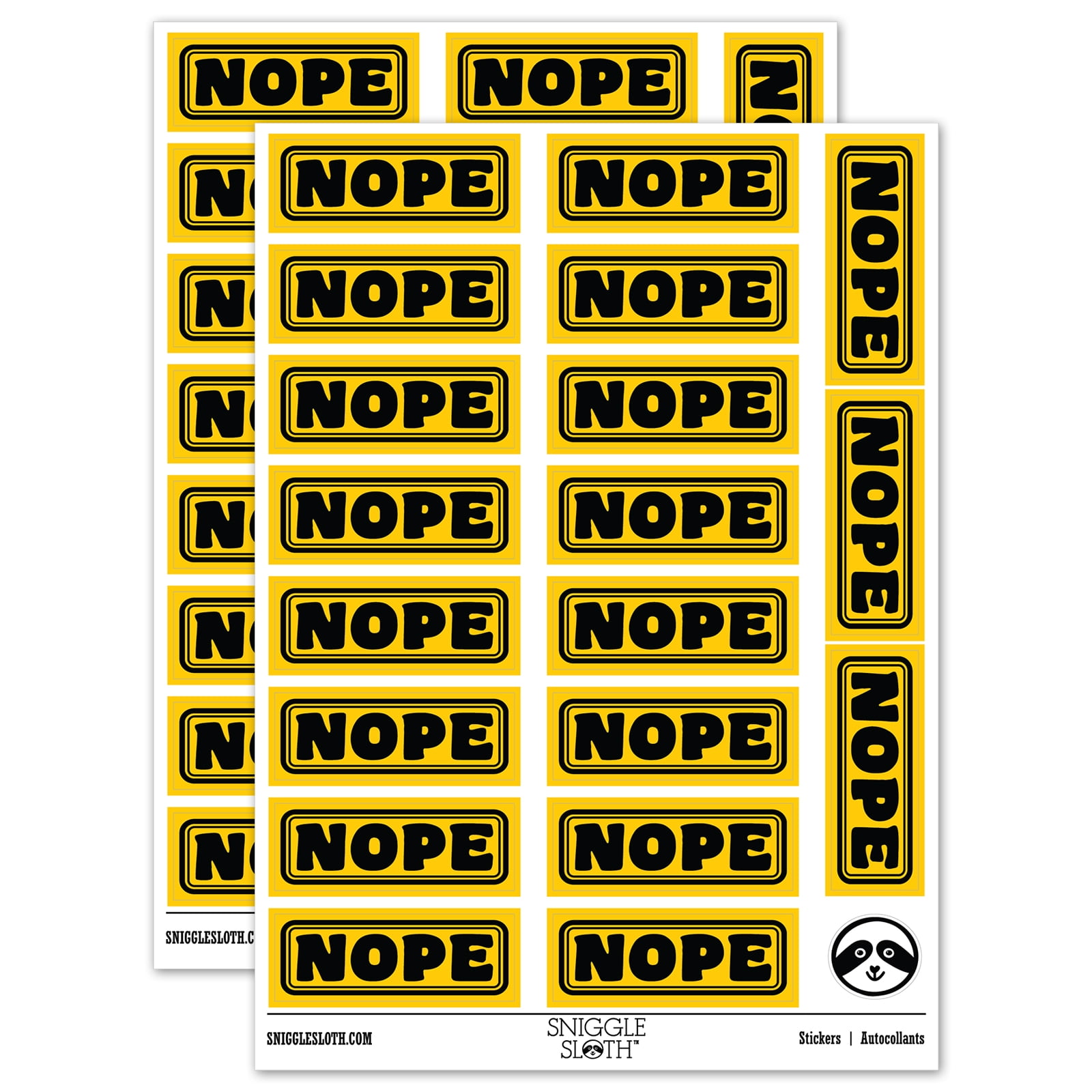 Nope Bold Border School Teacher Sticker Set - Yellow - Gloss Finish - 2 ...