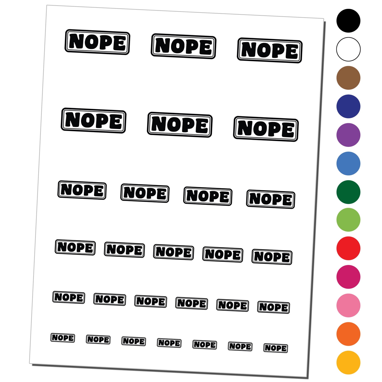 Nope Bold Border School Teacher Water Resistant Temporary Tattoo Set ...
