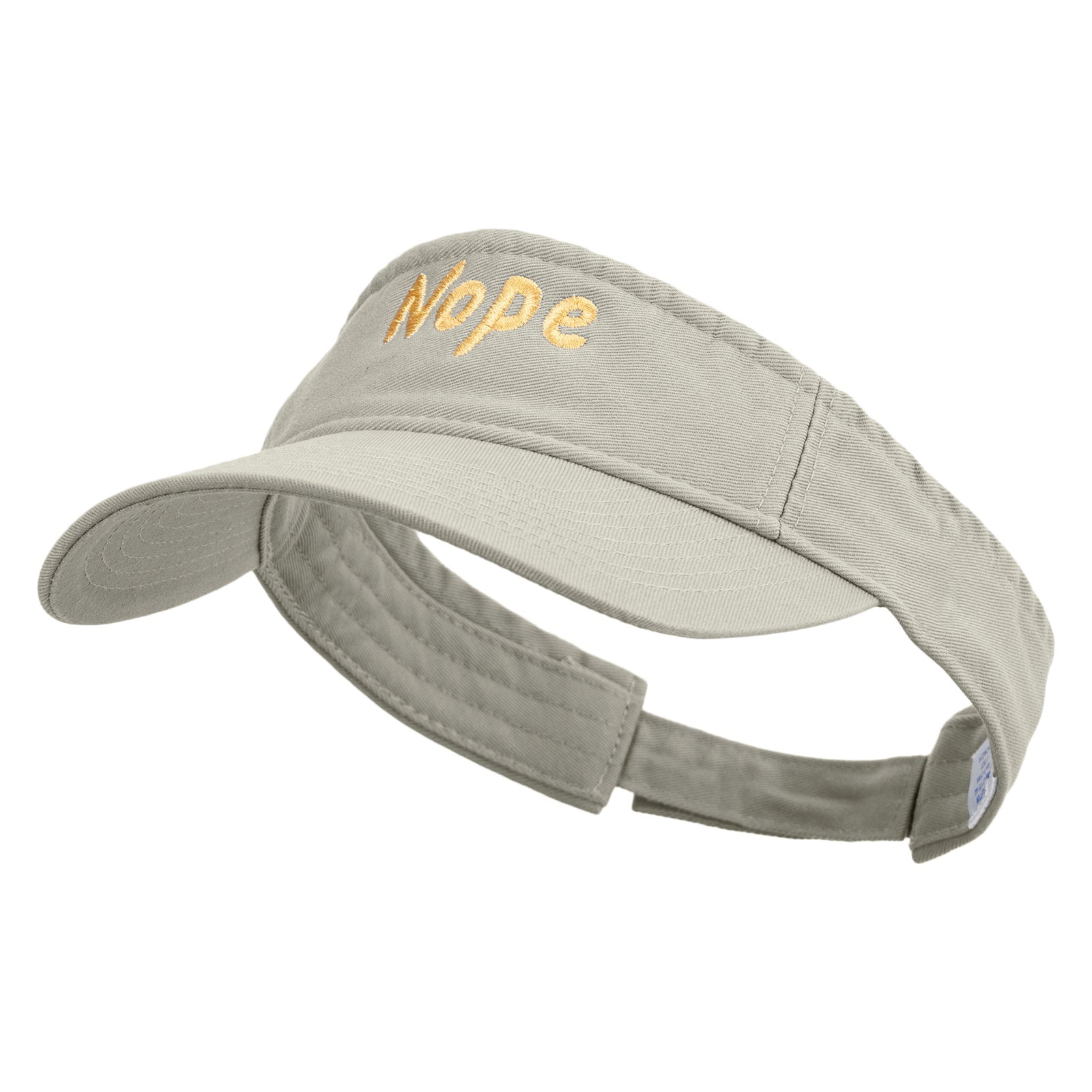 Nope Embroidered Pro Style Cotton Twill Washed Visor - Stone OSFM ...