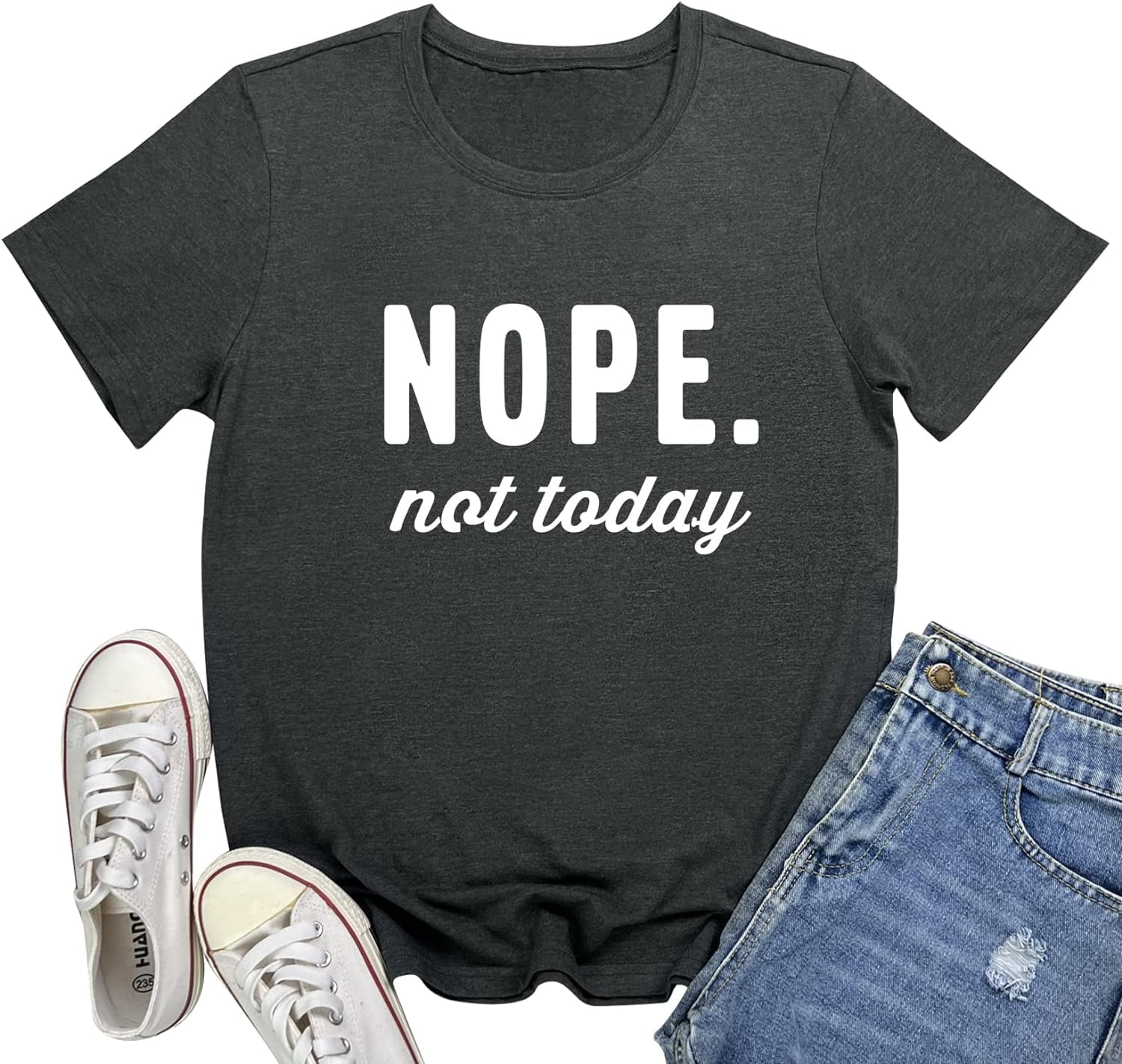 Nope Not Today Short Sleeve Printed Cute T-Shirts - Walmart.com