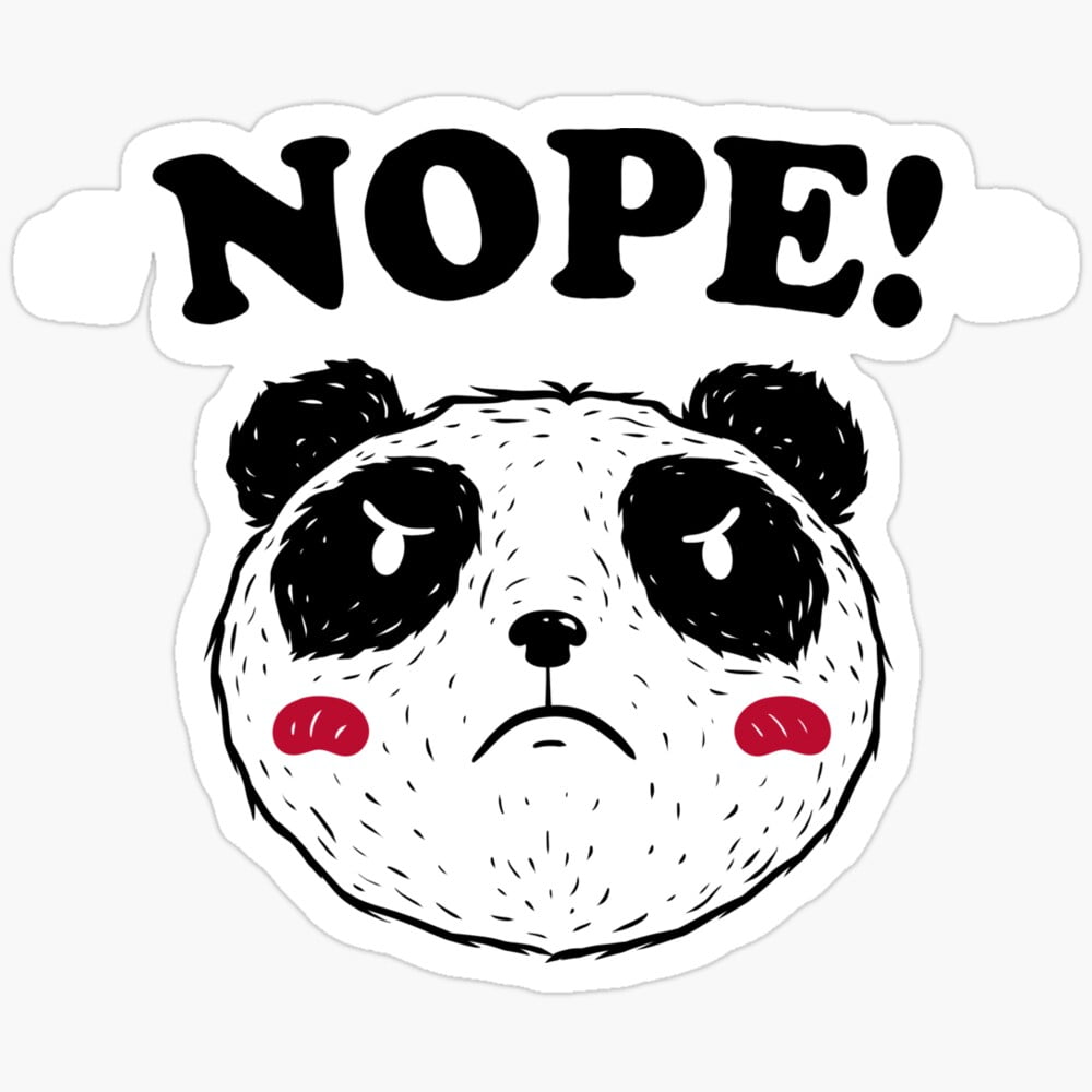Nope Panda Sticker Phone Decal Water Bottle Stickers Car Decals, Laptop ...