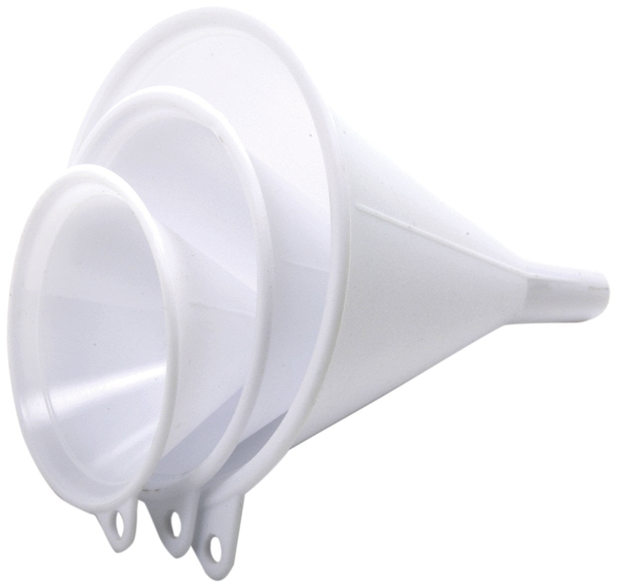 Norpro Durable Plastic Funnels, 2.5" to 4" Wide Mouth, Set of 3, White ...