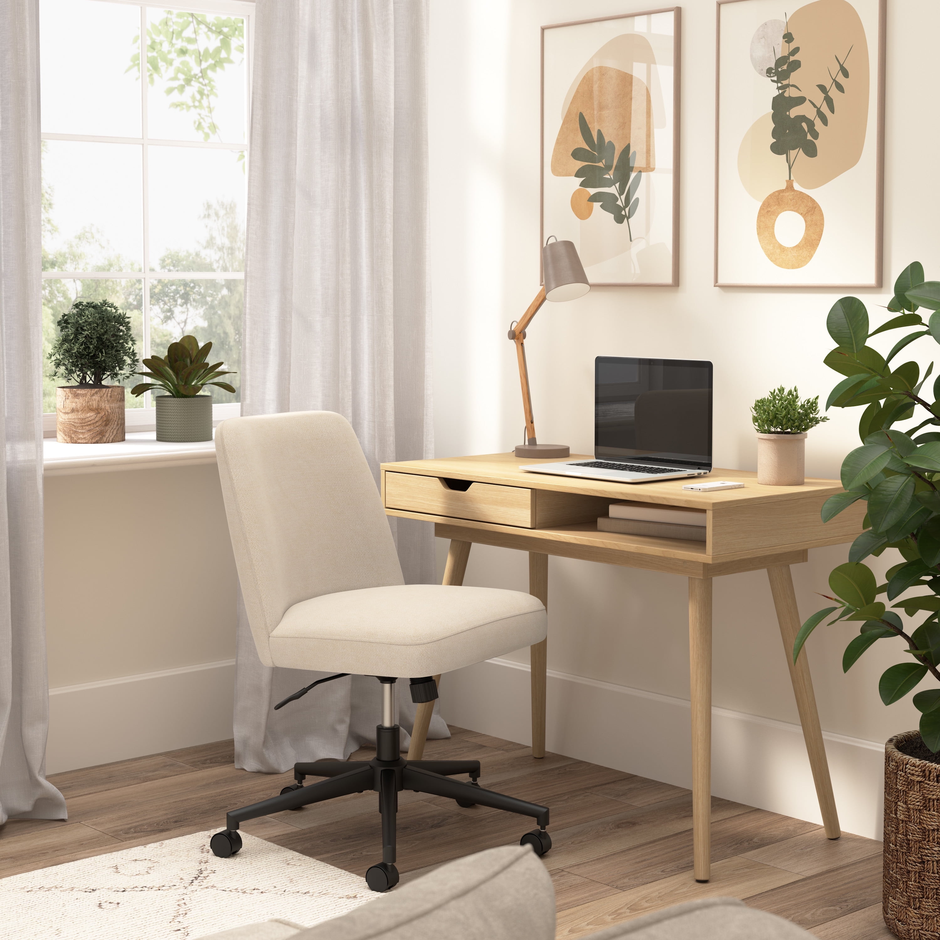 Nora 40W x 20D Small Writing Desk and Chair Set in Natural Oak ...