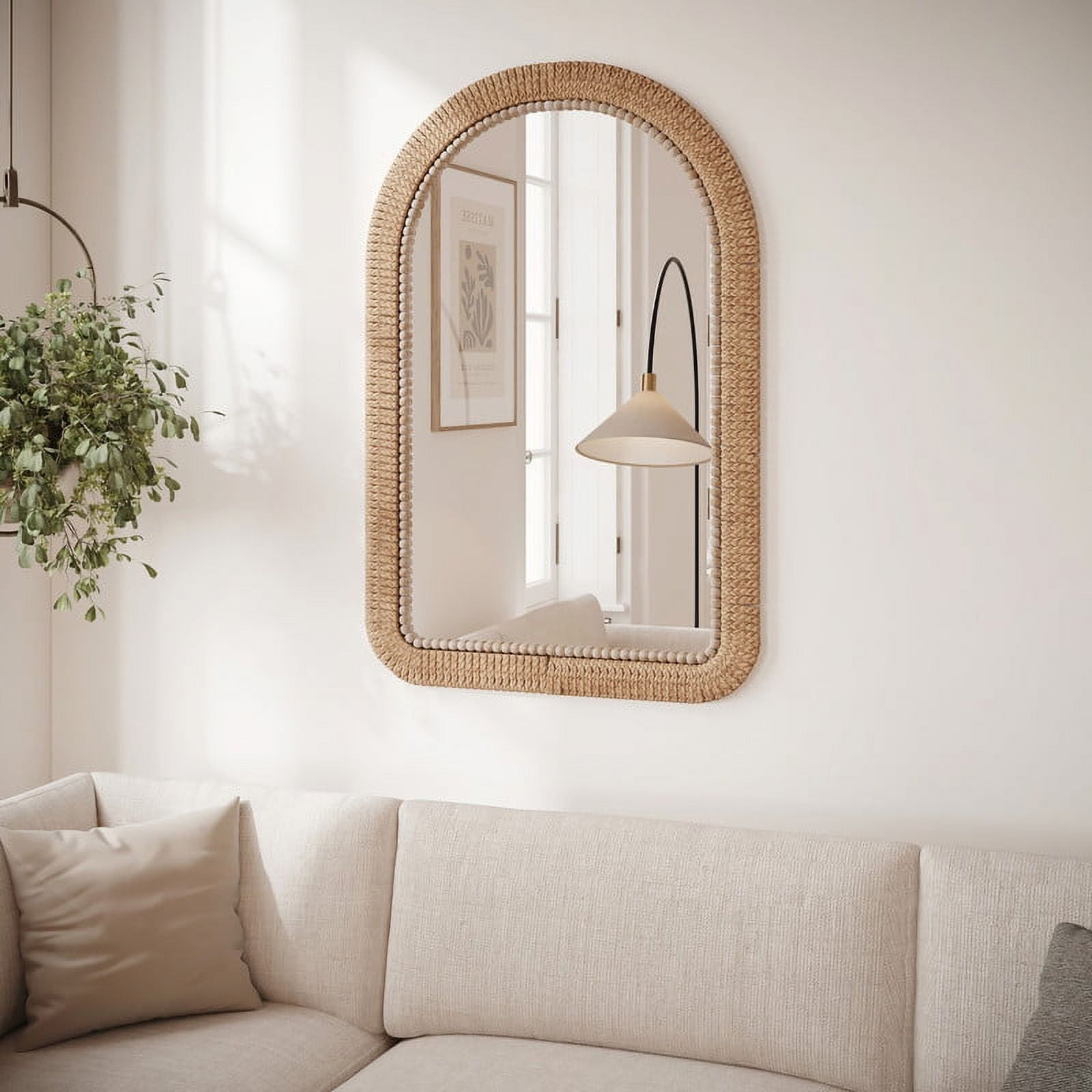 Nora Arch Rattan Woven Boho Wall Mirror - Walmart.com