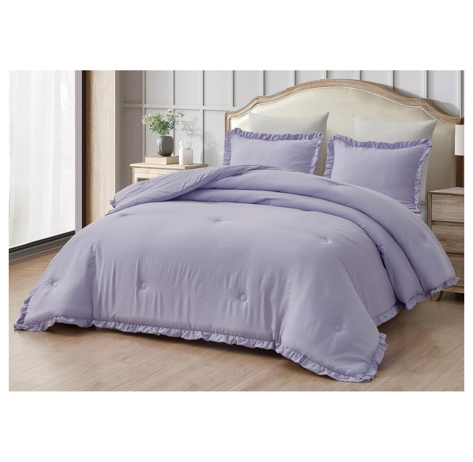 Nora Lavender Comforter Set Oversized King Size 3-Piece Fluffy Soft ...