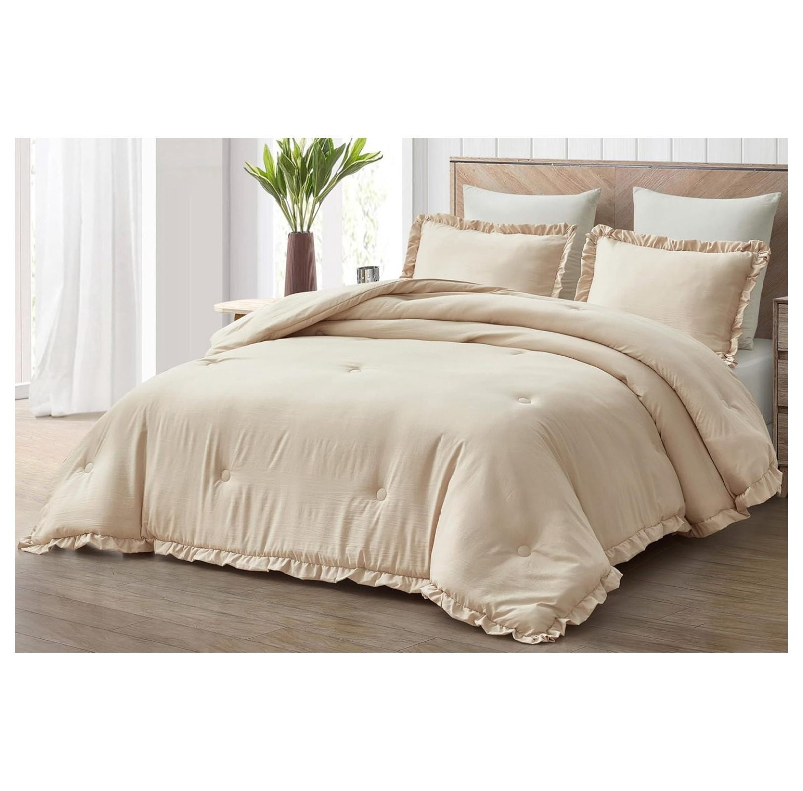 Nora Light Sand Comforter Set Full Size 3-Piece Fluffy Soft Lightweight ...