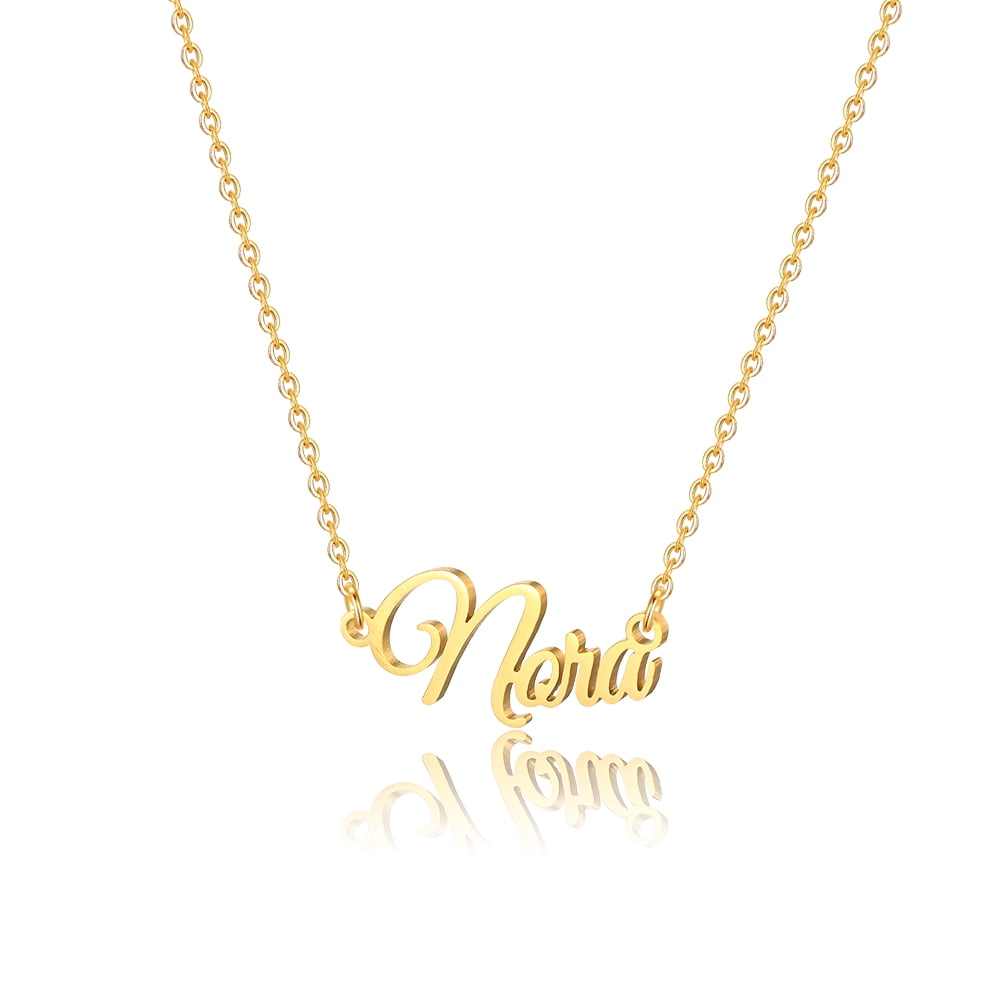 Nora Name Necklace Personalized, Gold Plated Custom Name Necklace Charm ...