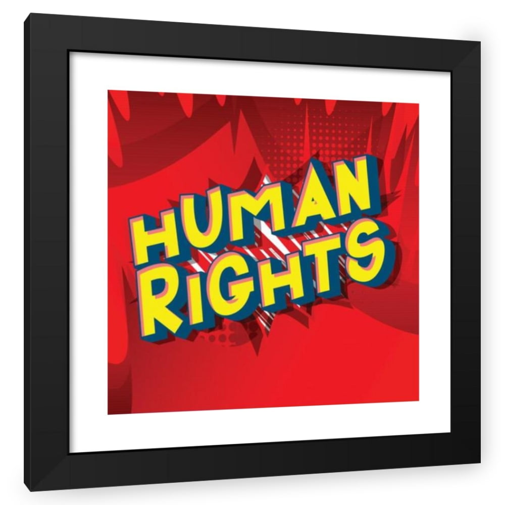 Nora Vector 16x16 Black Modern Wood Framed Wall Art Titled Human