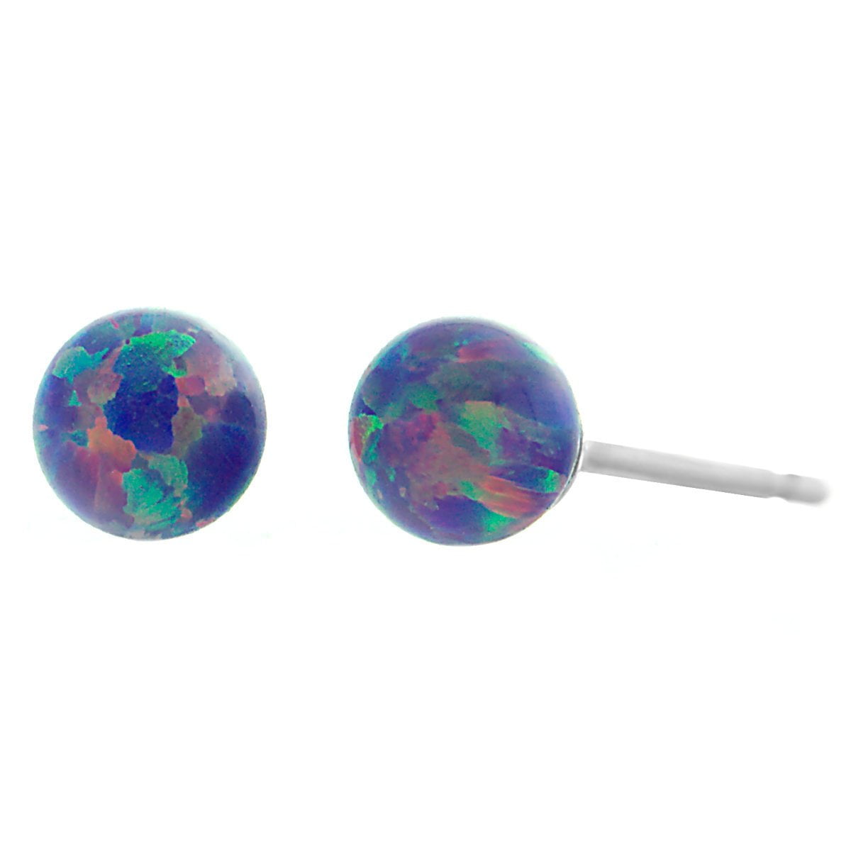 Norah: 6mm Lavender Synthetic Opal Ball Stud Post Earrings 925 Sterling ...