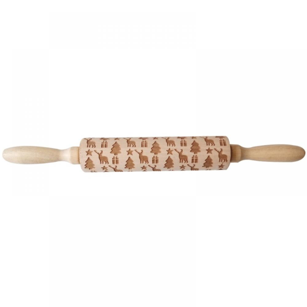 Norbi Christmas Wooden Rolling Pins DIY Embossed Rolling Pin Engraved ...