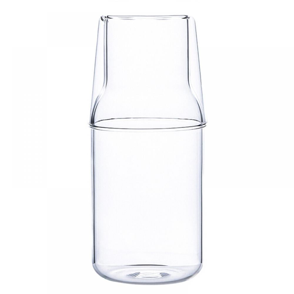 Norbi Elegant 12oz/6oz Glass Pitcher with Tumbler Lid, Clear Glass ...