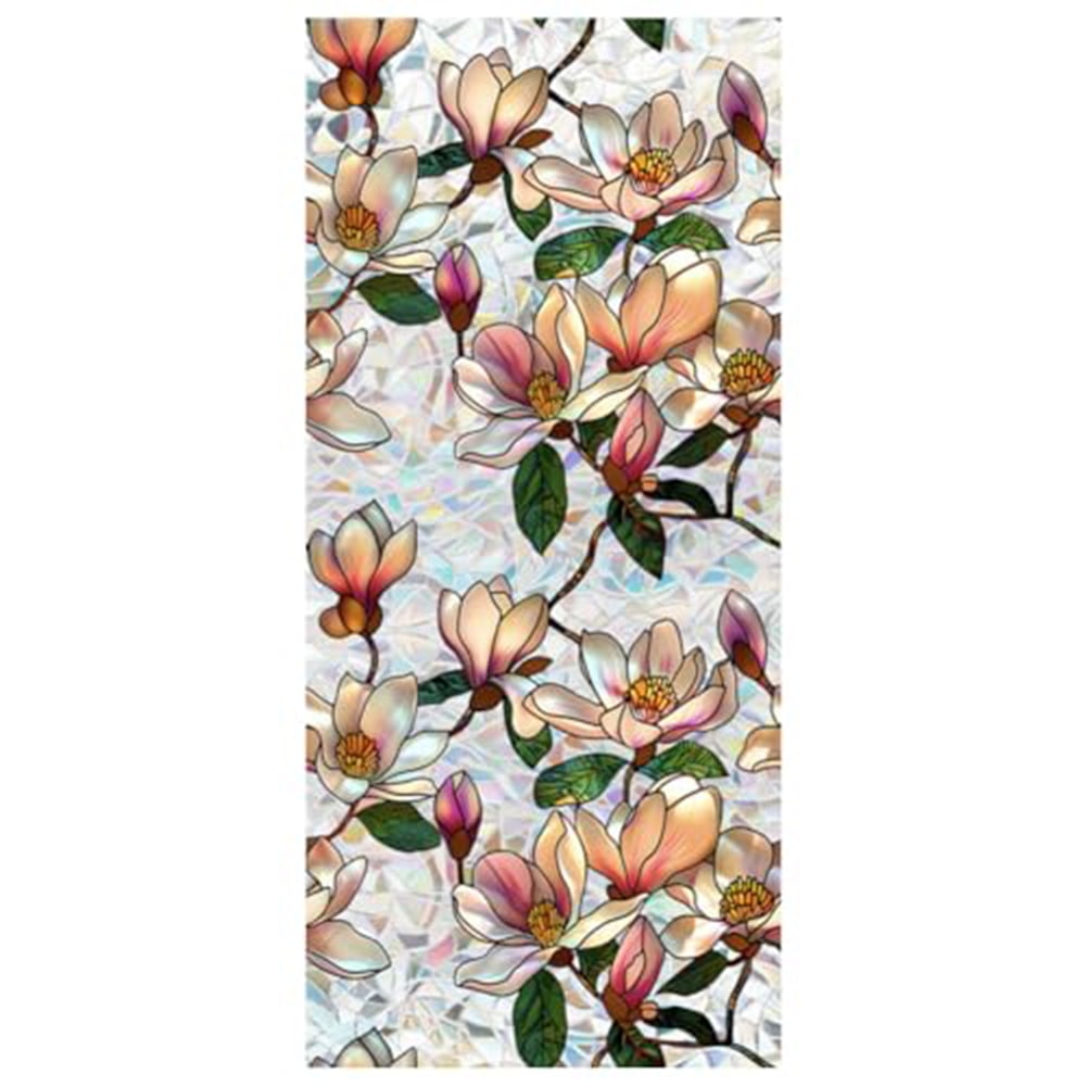 Norbi Flower Window Privacy Film Floral Decorative Stained Glass Window ...