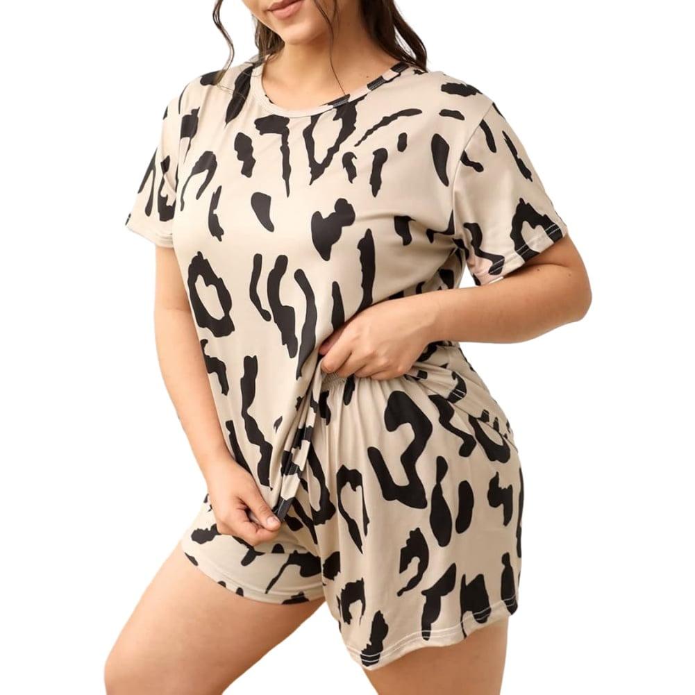 Norbi Plus Size Pajamas Womens Short Sleeve Pajama Shorts Sets Soft Pj Lounge Sets Short Sleeve ...