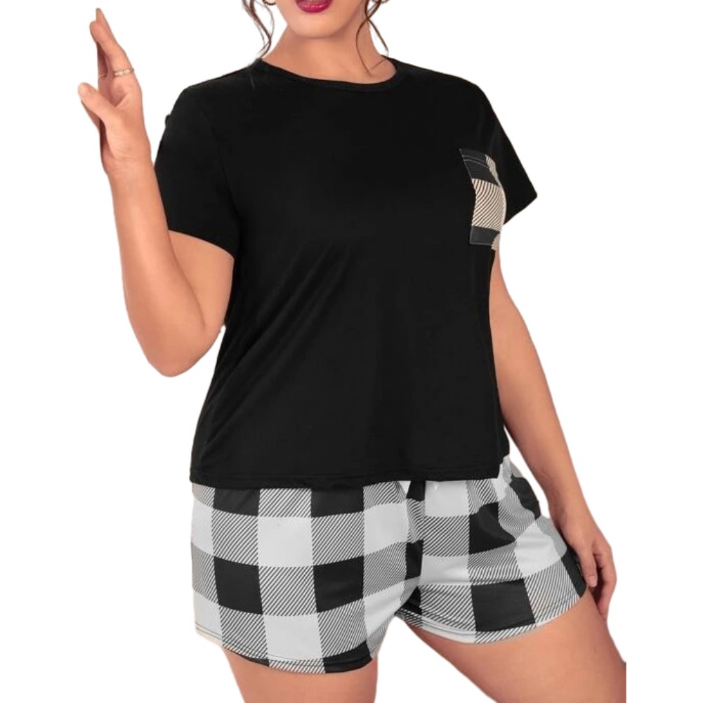 Norbi Plus Size Pajamas Womens Short Sleeve Pajama Shorts Sets Soft Pj Lounge Sets Short Sleeve ...
