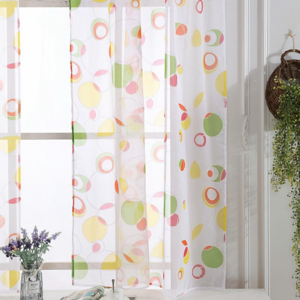 Norbi Sheer Curtains Grommet Windows Sheer Drapes Leaf Pattern Voile ...