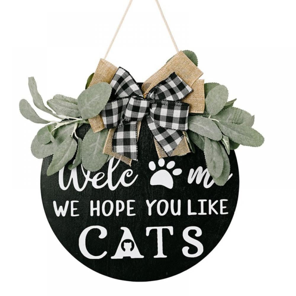 Norbi Welcome Sign for Front Door Welcome We Hope You Like Cats ...