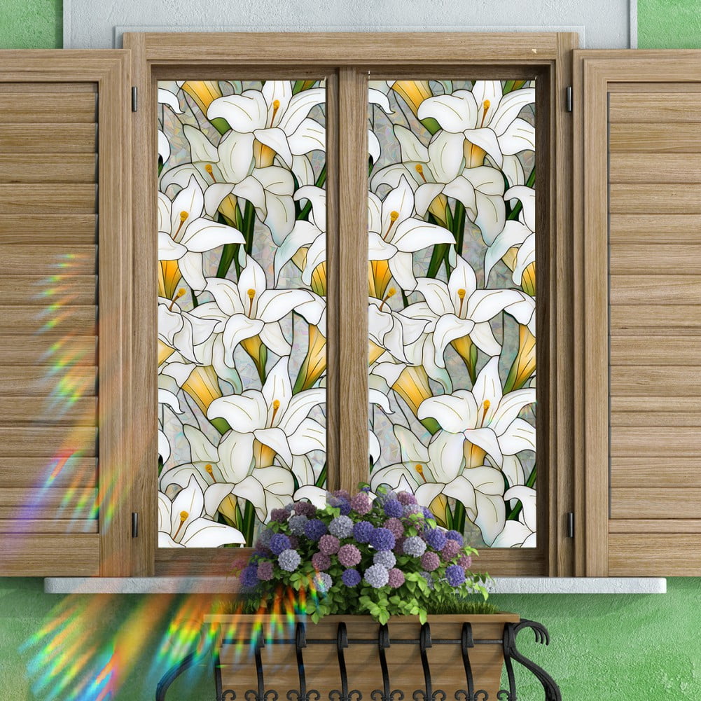 Norbi Window Privacy Film, Colorful Flower Translucent Window Sticker ...