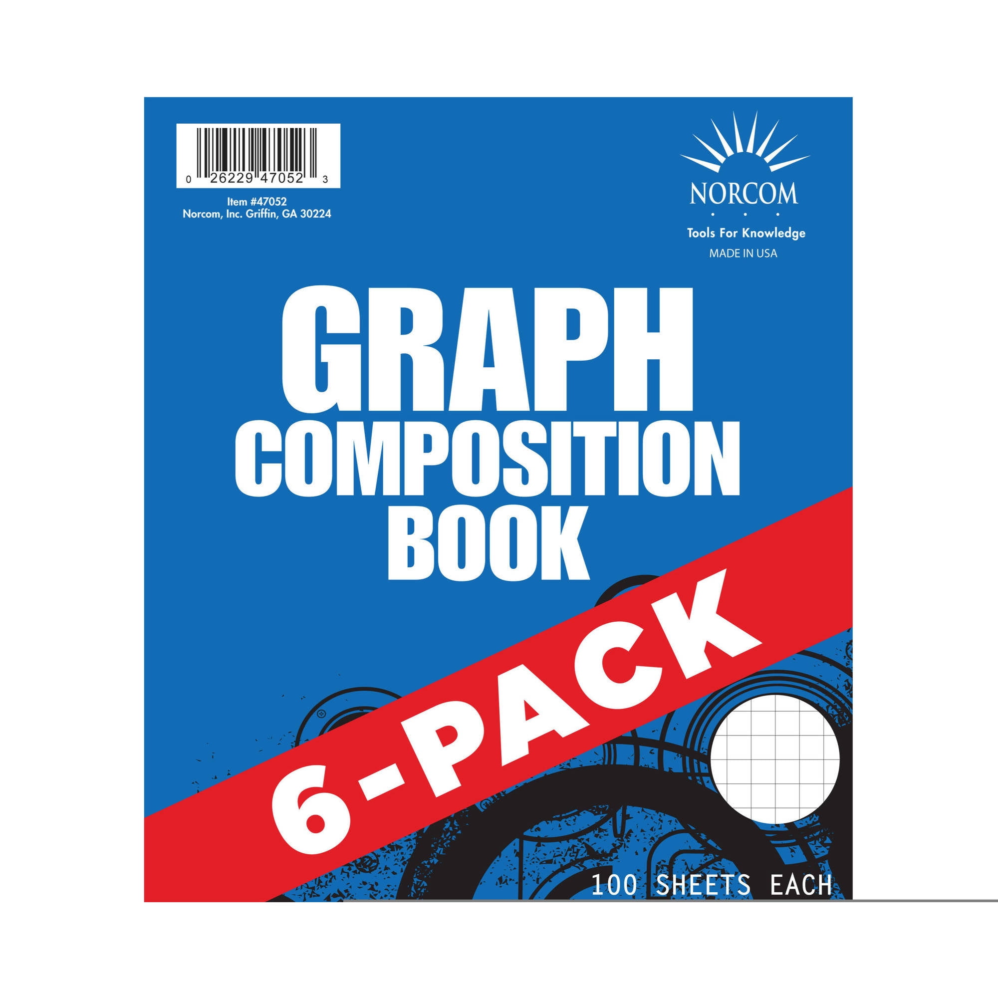 Norcom Graphing Composition Book, 6 Pack 4 x 4 Quad, 9.75" x 7.5 ...